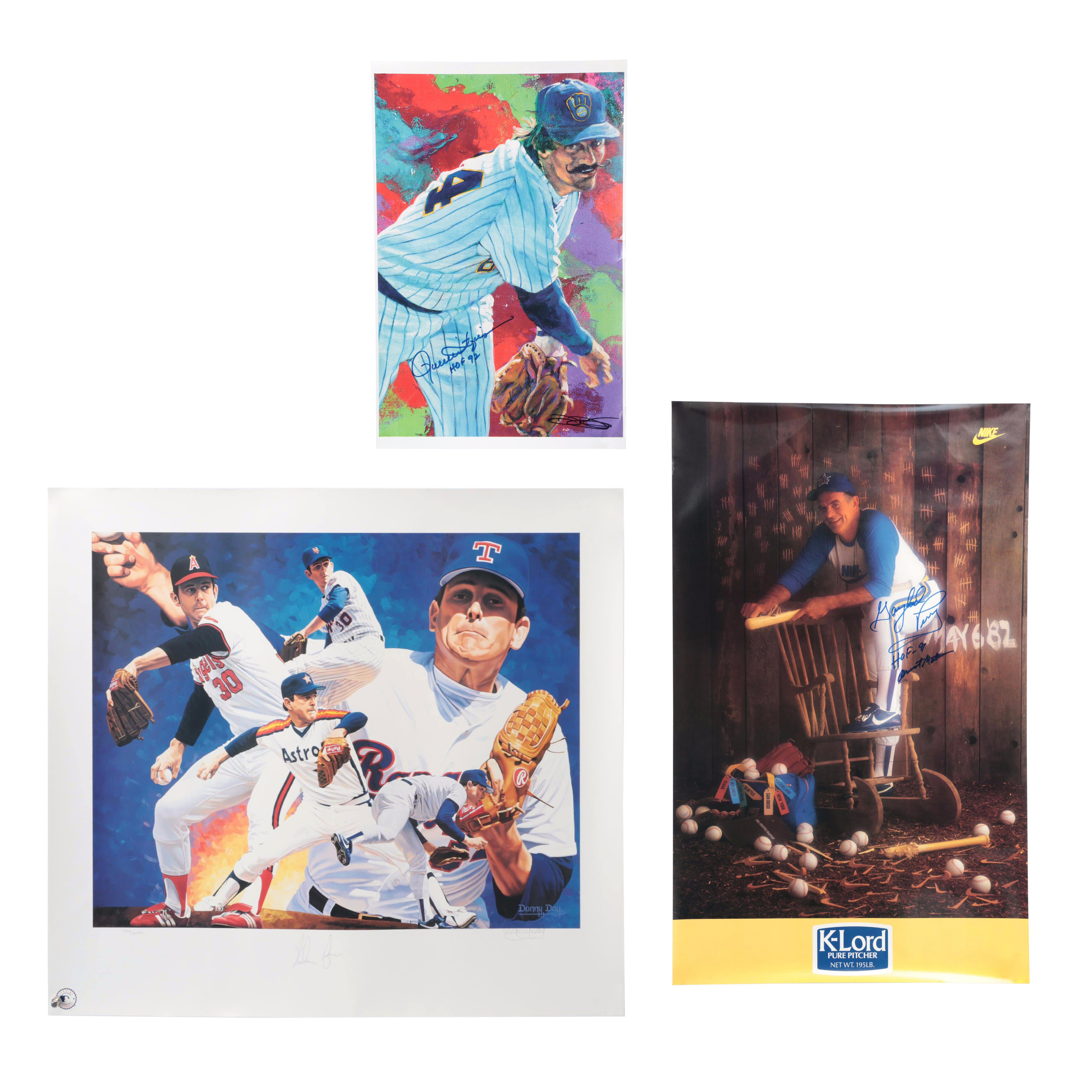Rollie Fingers, Nolan Ryan, and Gaylord Perry Signed Baseball Posters ...