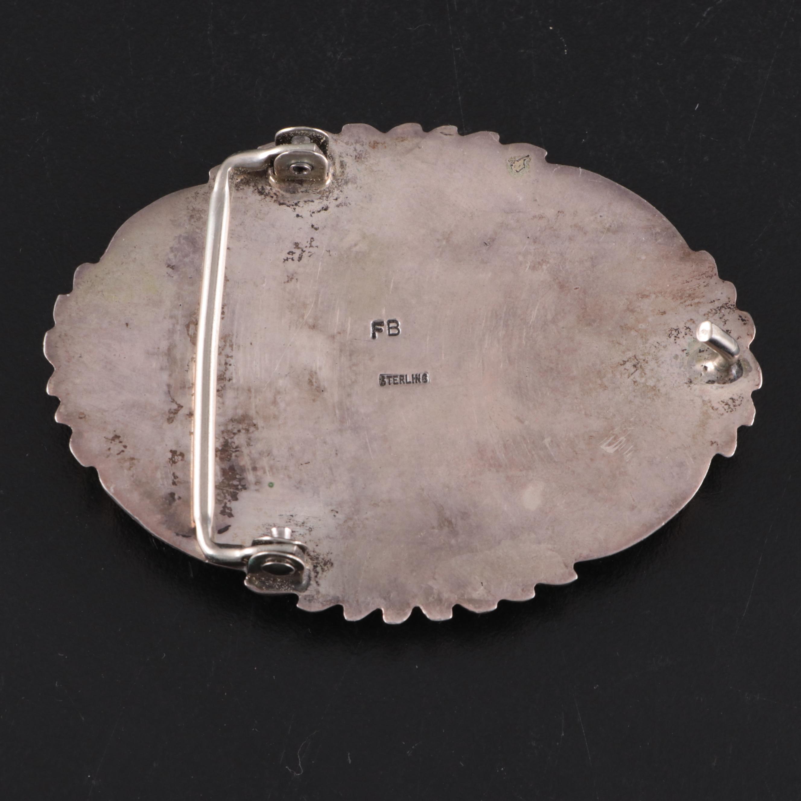 Fred Baca Navajo Diné Sterling Silver Turquoise Belt Buckle | EBTH