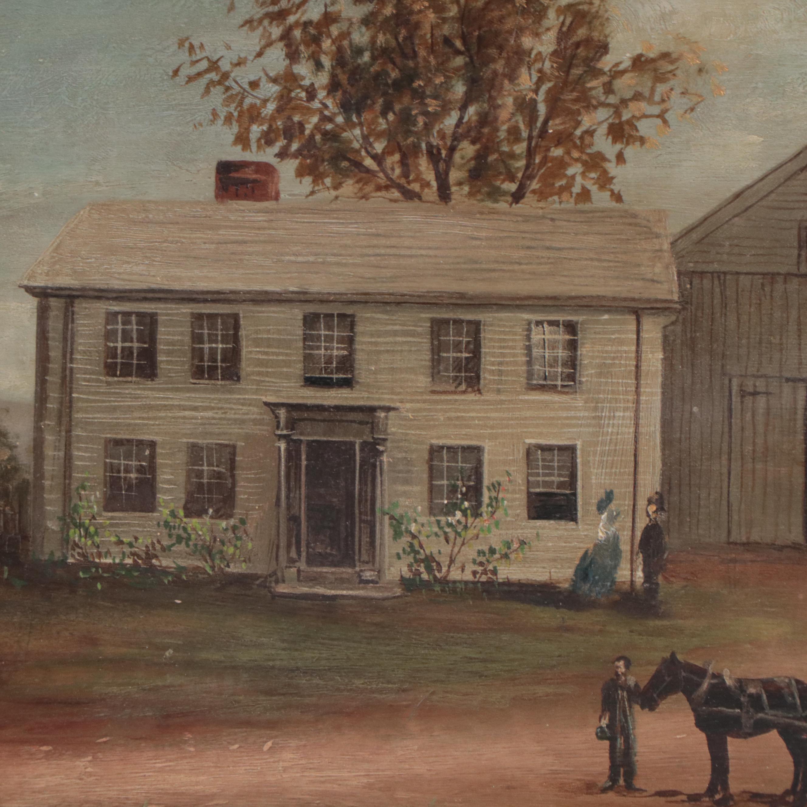Victorian Homestead Oil Painting, Late 19th Century | EBTH