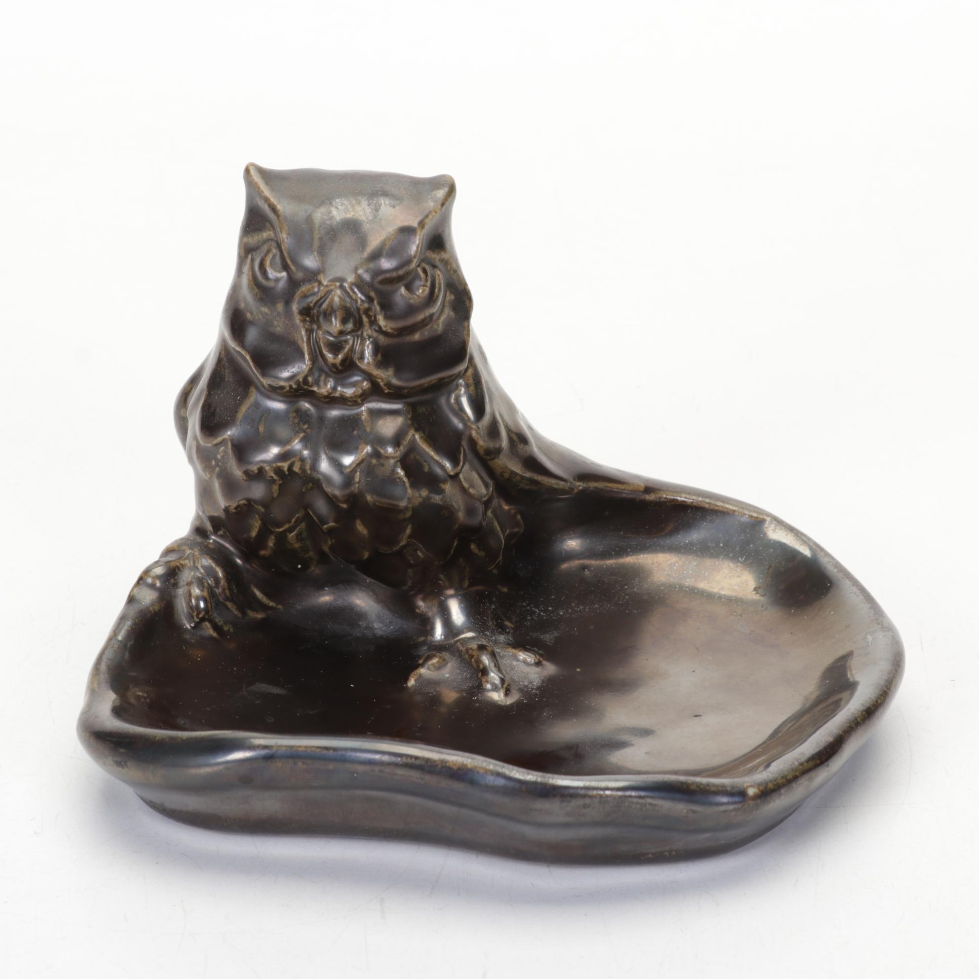 Rookwood Pottery Brown Glazed Owl Pin Tray, 1934 | EBTH