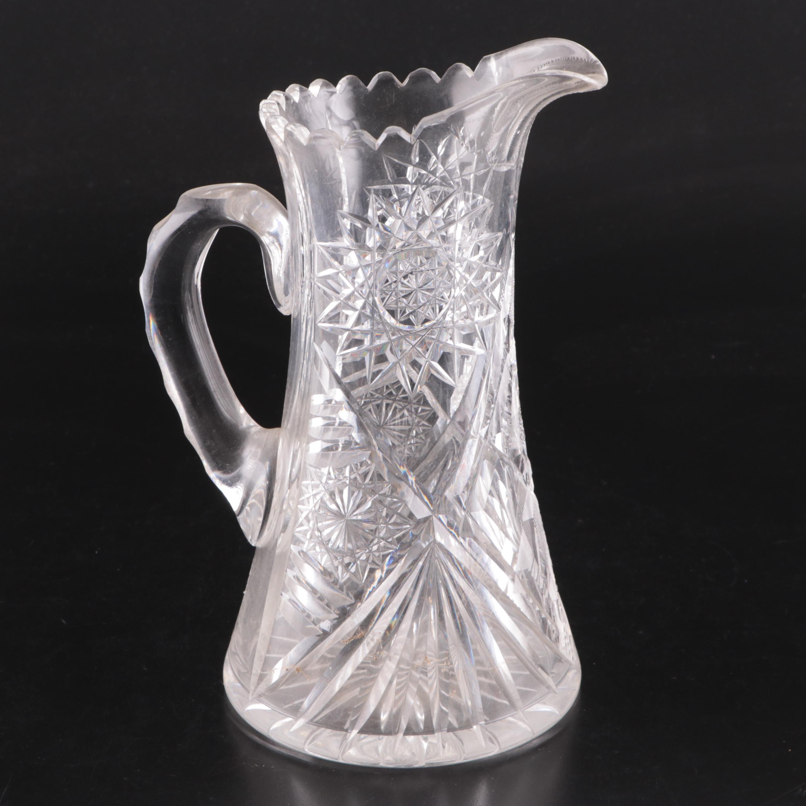 American Brilliant Style Cut and Etched Glass Pitchers, 20th Century | EBTH