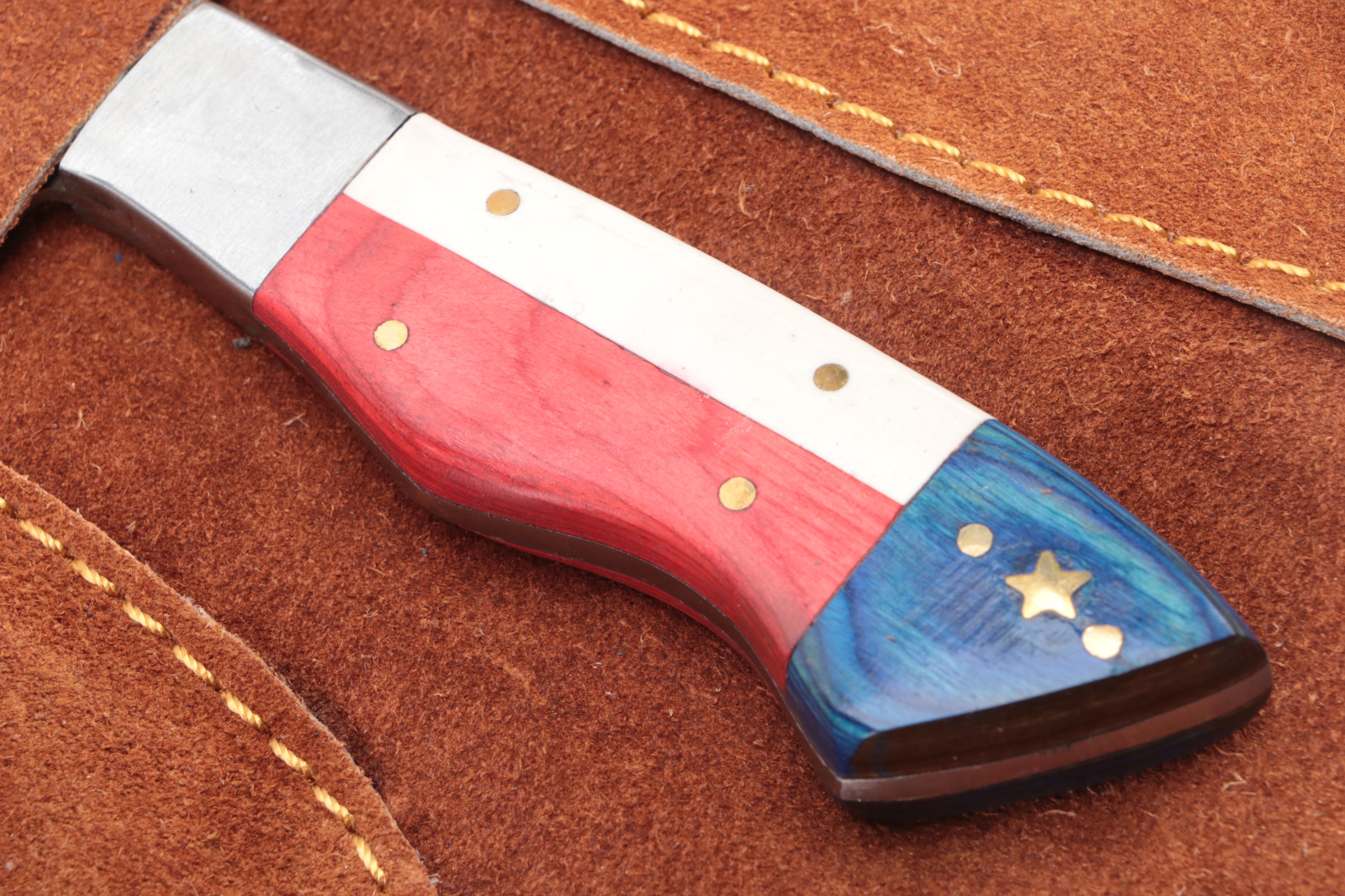 Damascus Steel Chiefs Knives in Rolled Leather Case | Everything But ...