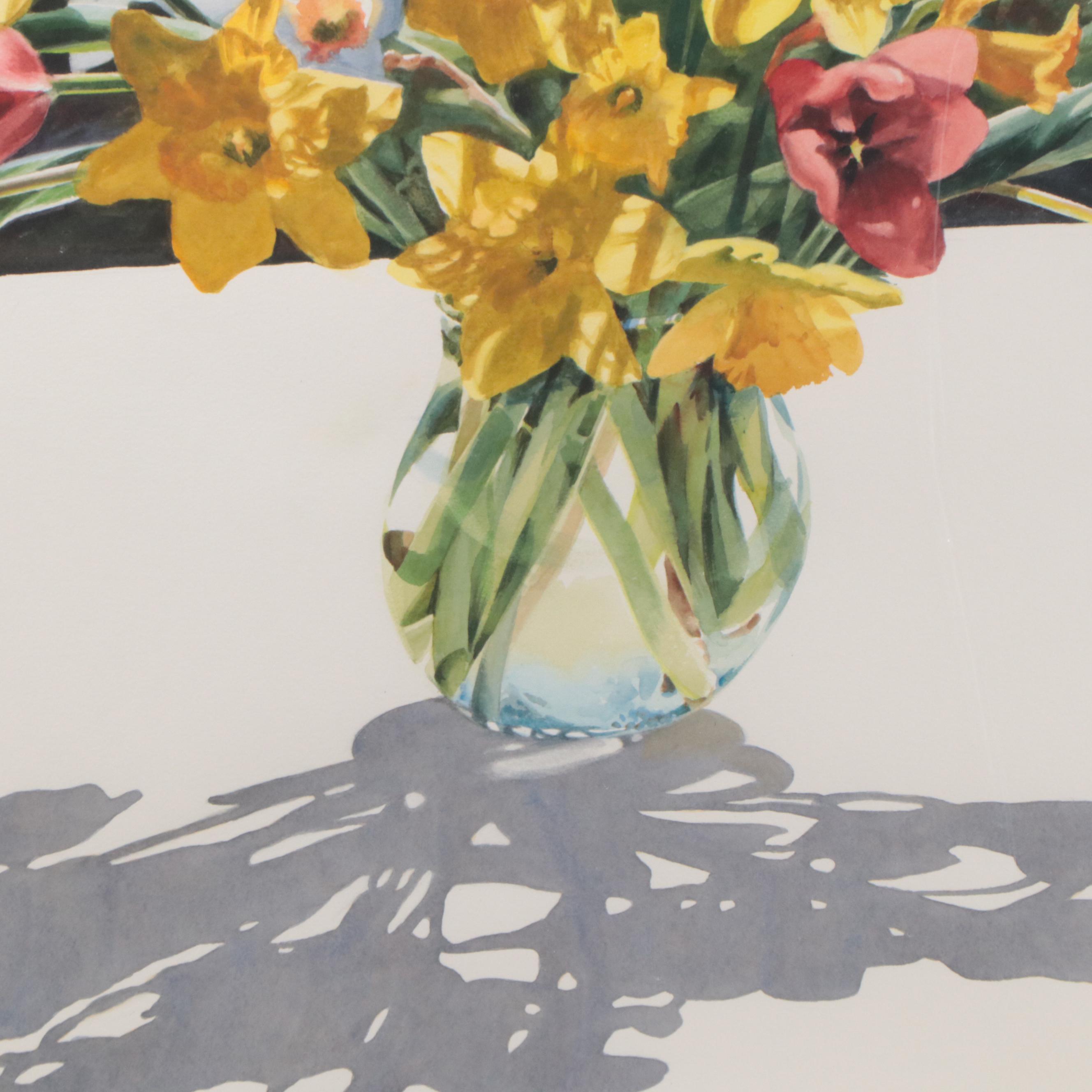 Joan Rothel Floral Still Life Watercolor Painting, Late 20th Century | EBTH