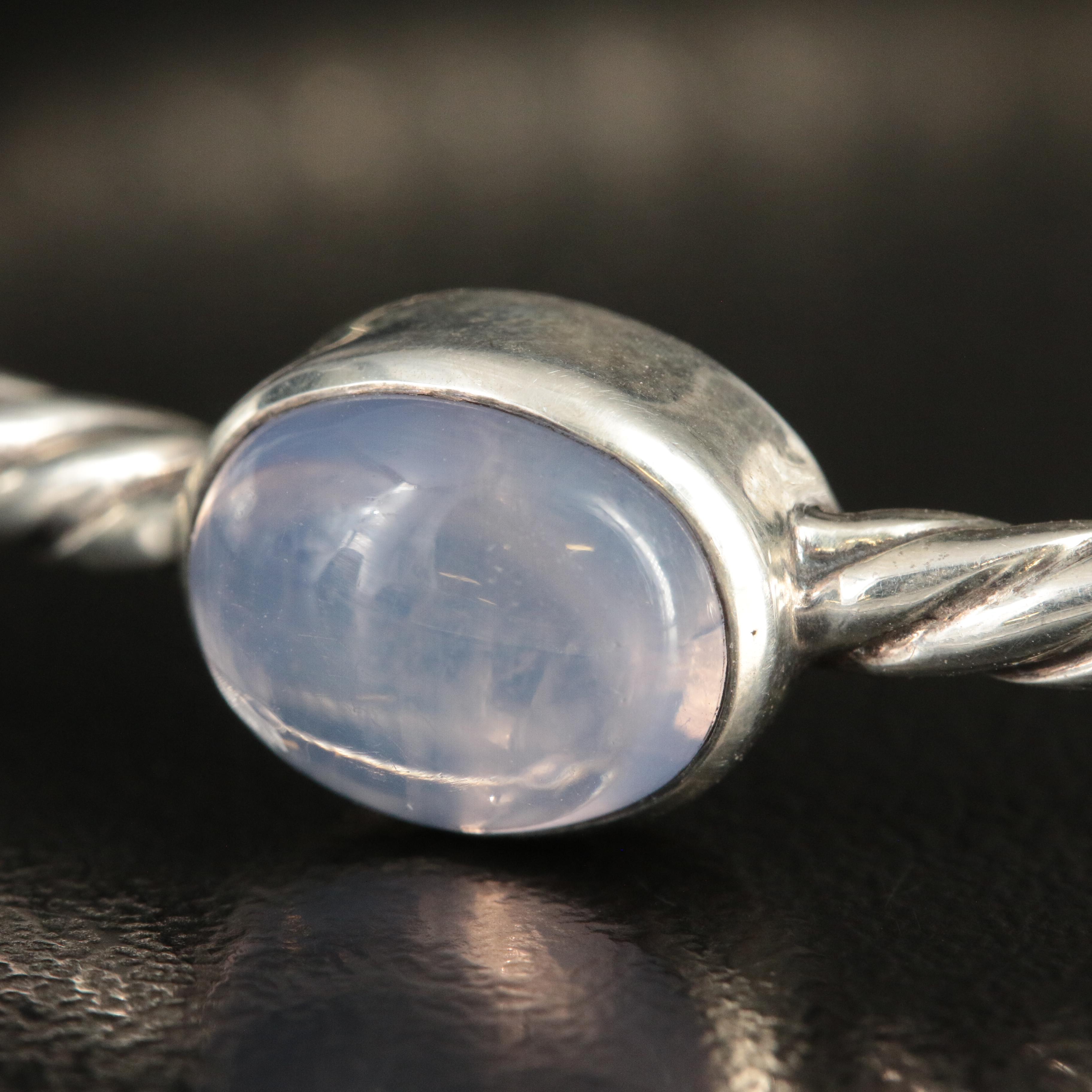 David Yurman "Color Classics" Sterling Moonstone Station Bangle | EBTH