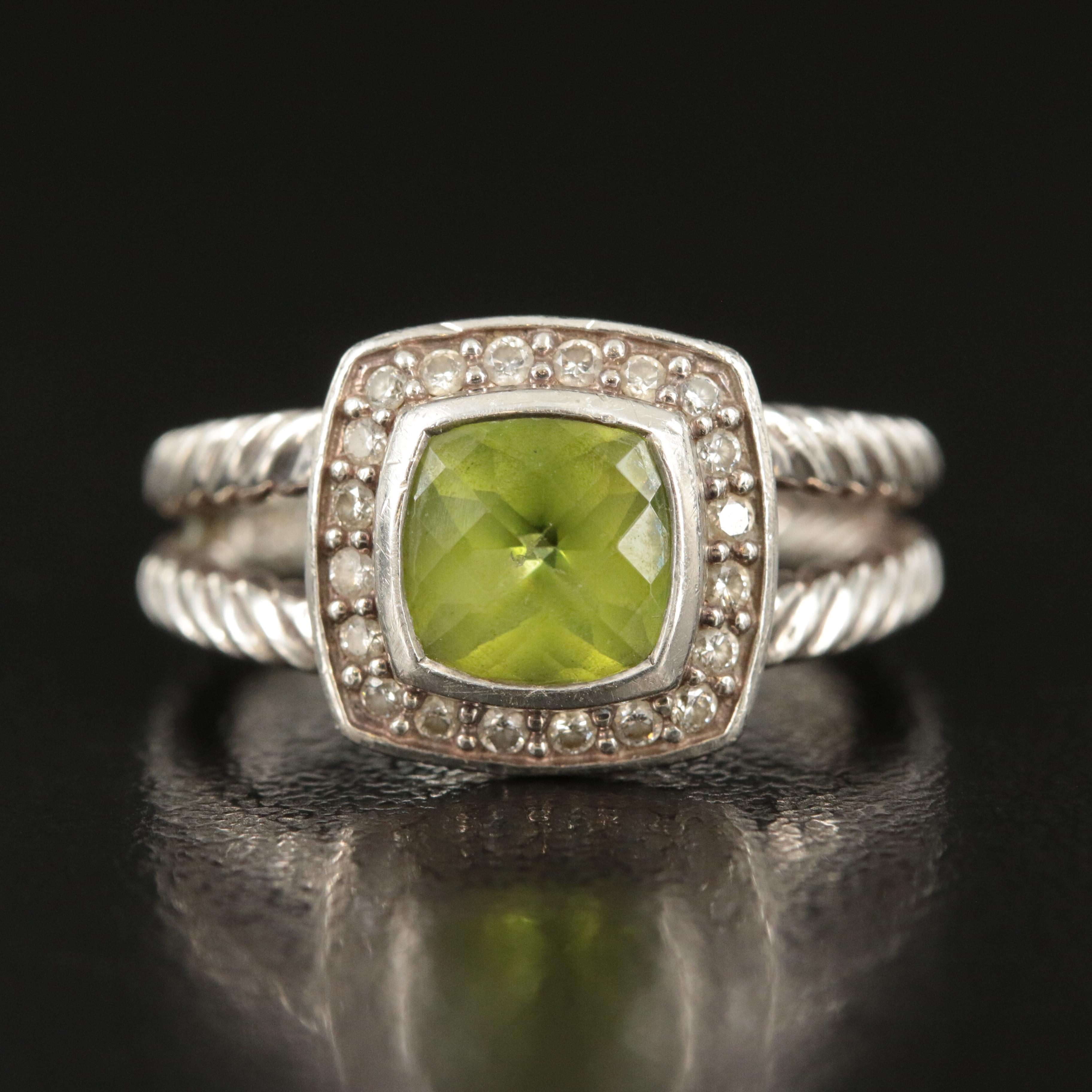 David Yurman Petite "Albion" Sterling, Peridot and 0.22 CTW Diamond ...