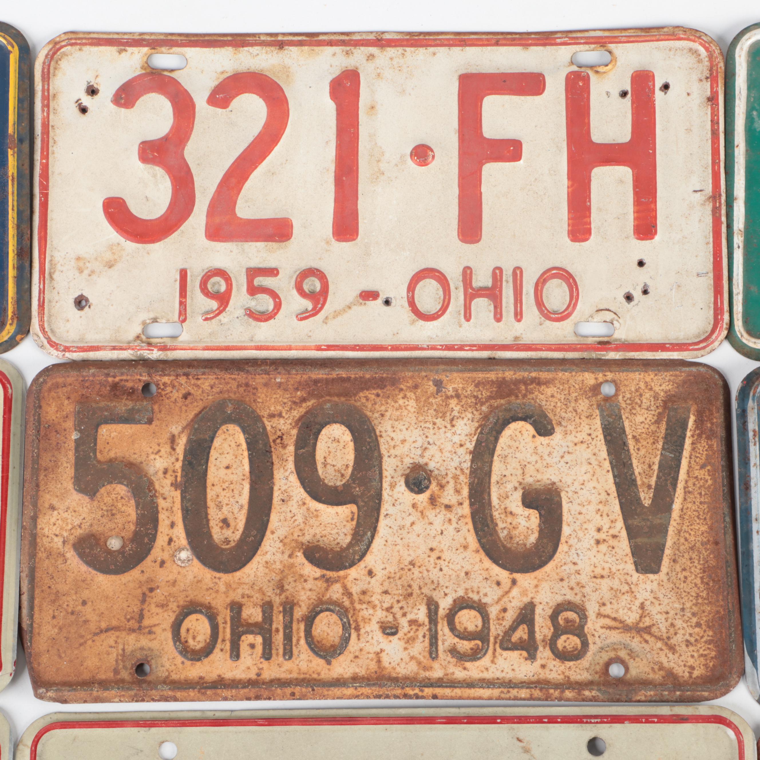 Mid-Century Ohio Licence Plates with Rebel Yell Licence Plates | EBTH