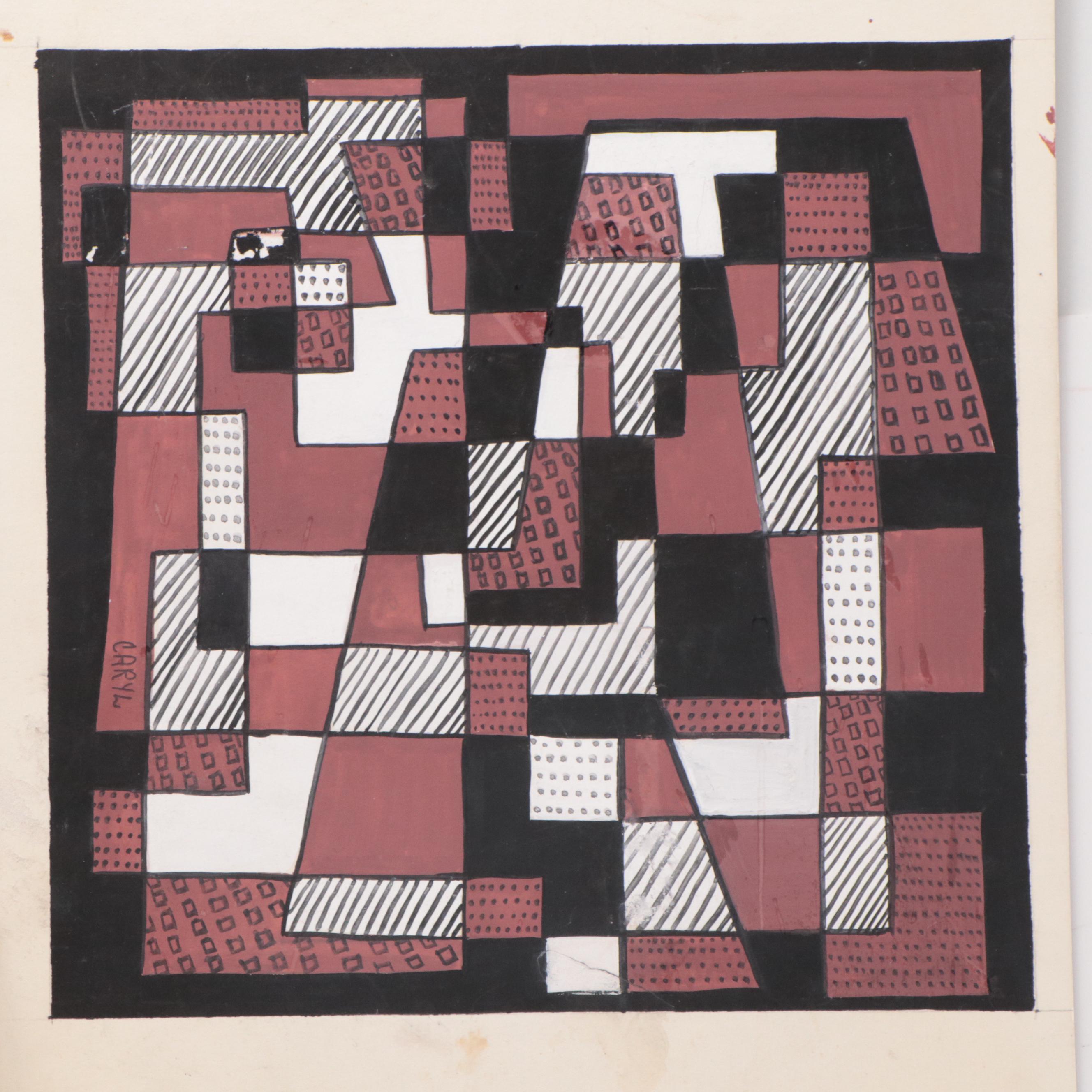 Post-Modern Abstract Lino-Block, Paintings | EBTH