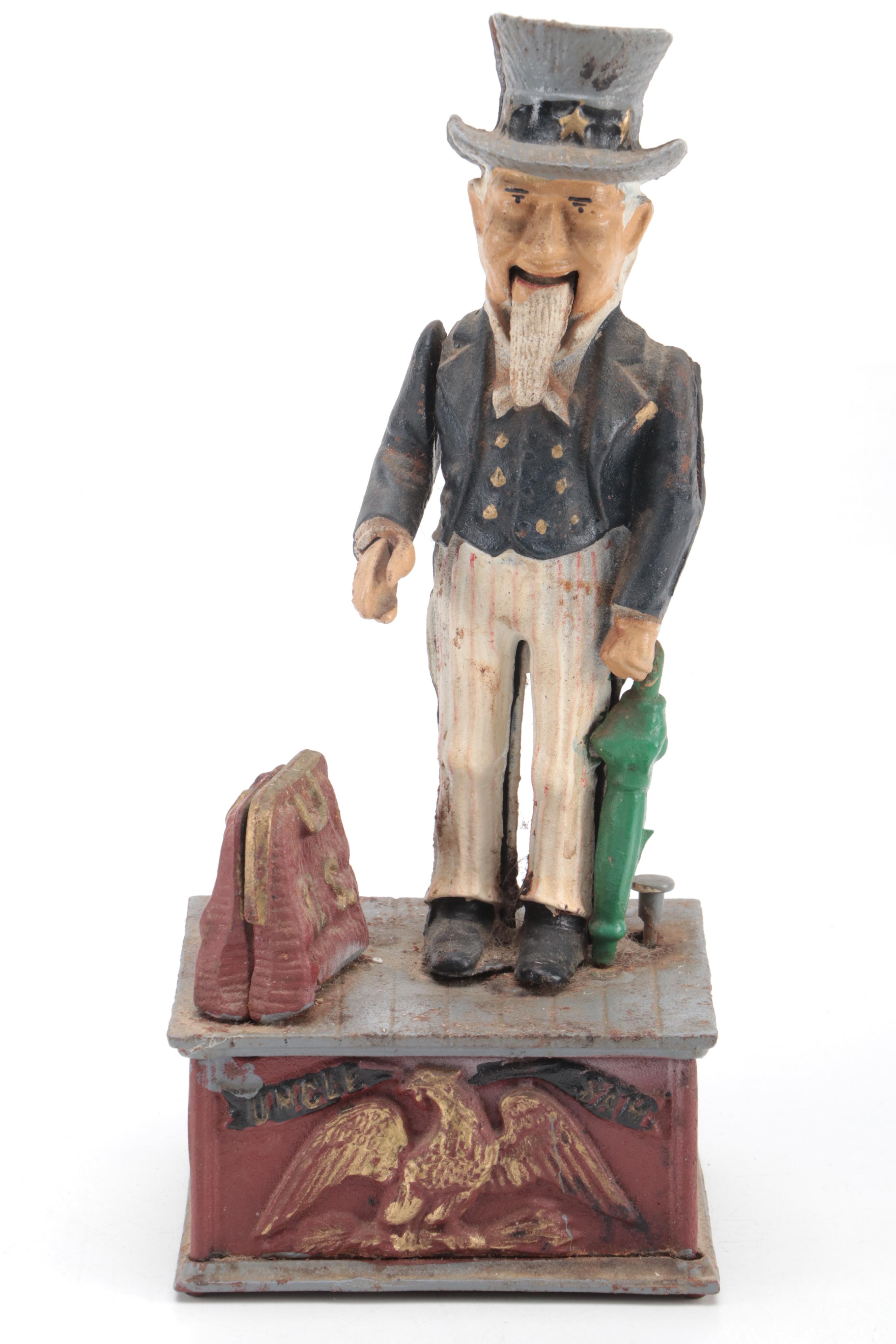 Reproduction Cast Iron Uncle Sam Mechanical Bank | EBTH