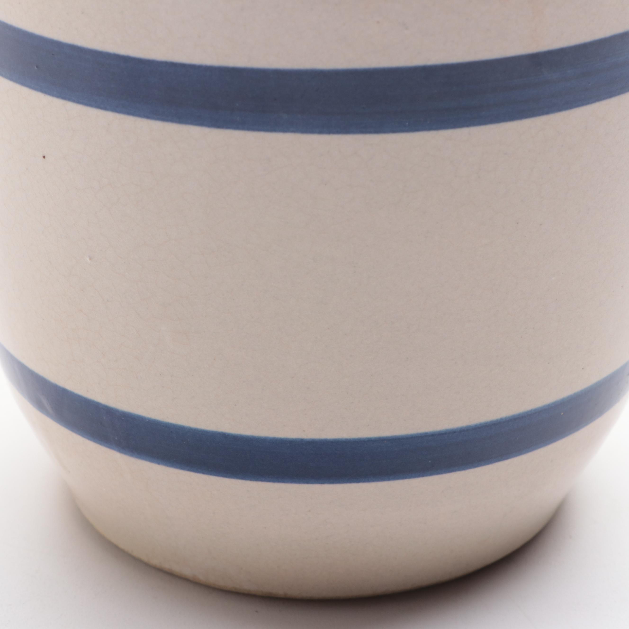 Robinson Ransbottom Blue and White Striped Planter and More | EBTH