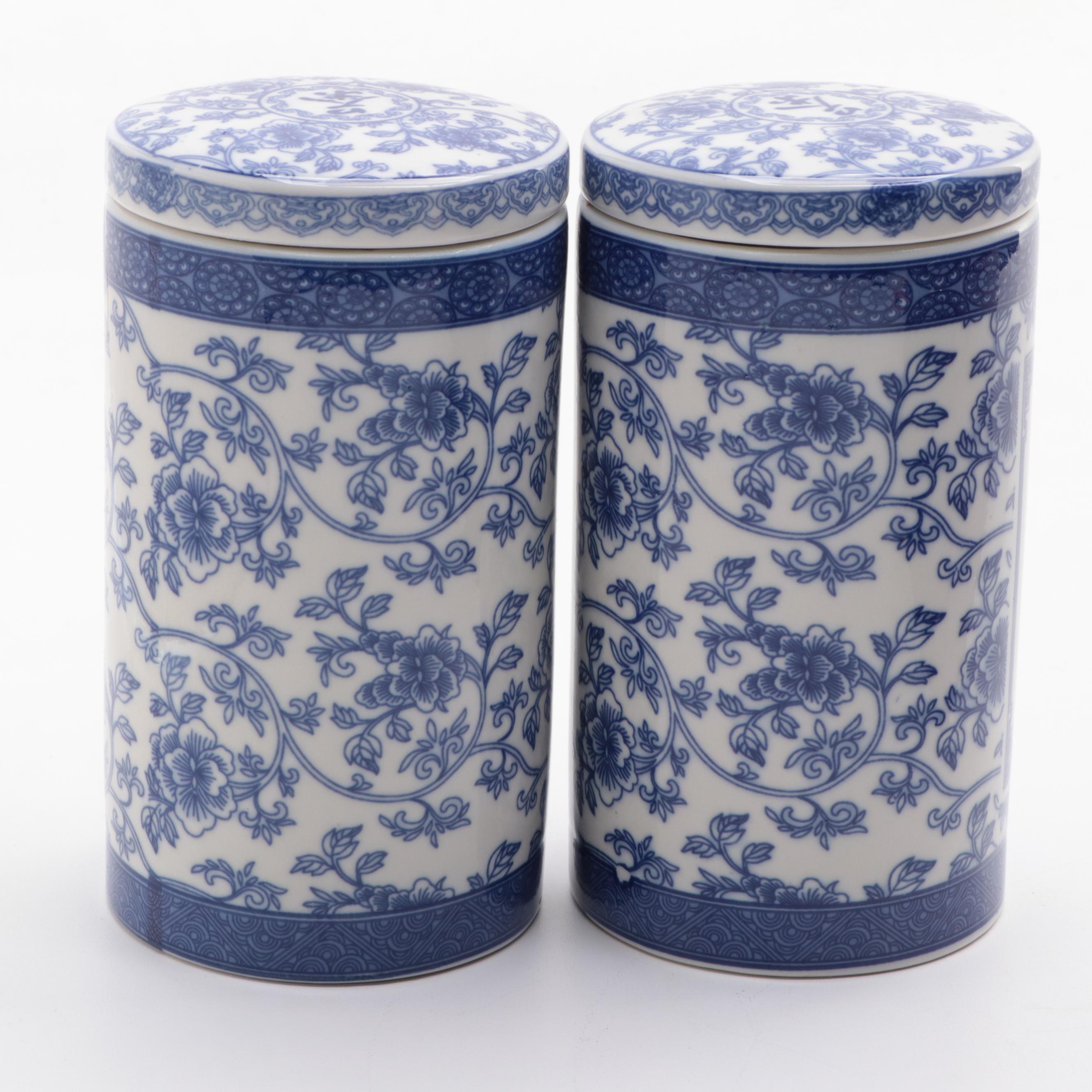 Chinese Blue and White Porcelain Tea Caddies | EBTH