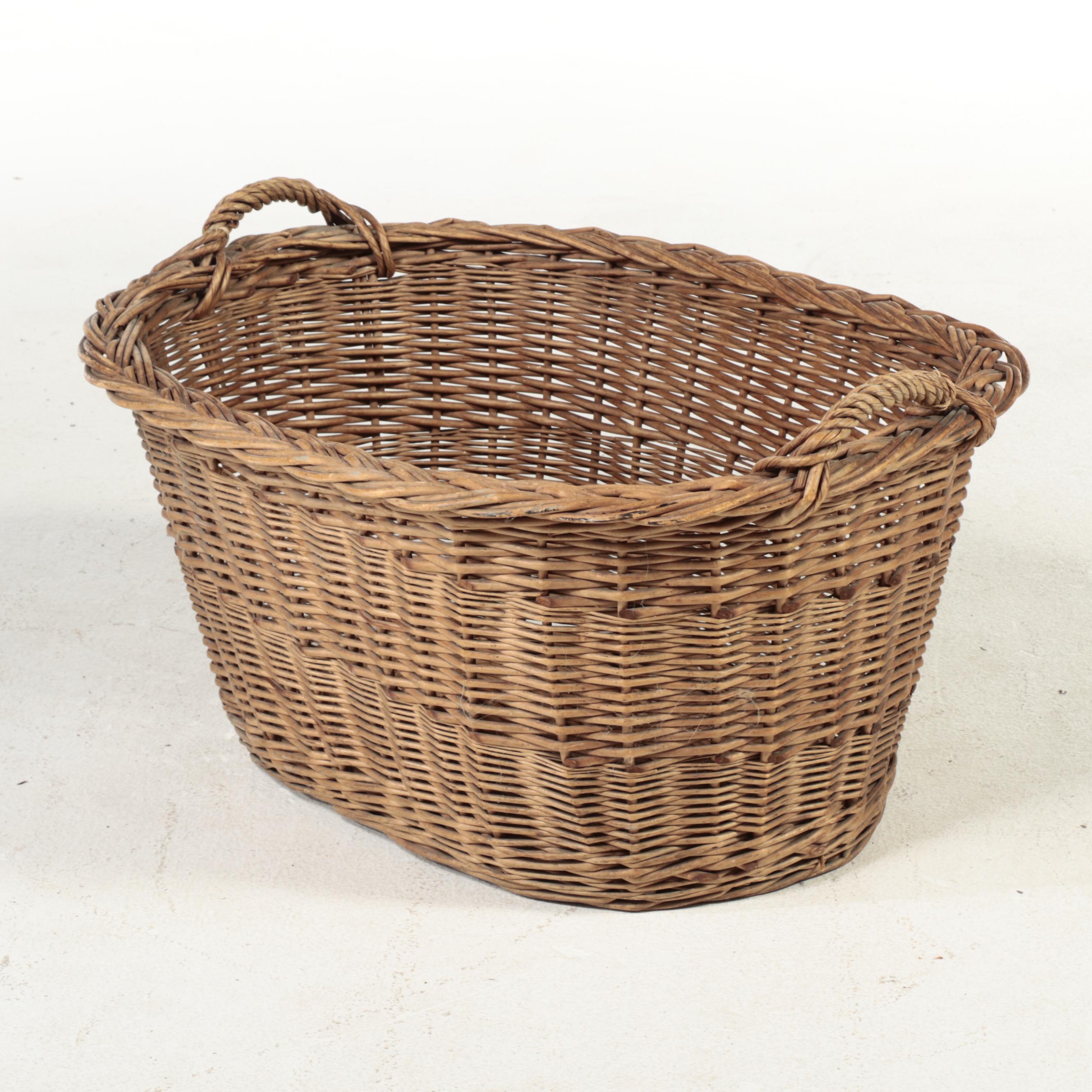 Large Double-Handled Wicker Basket | EBTH