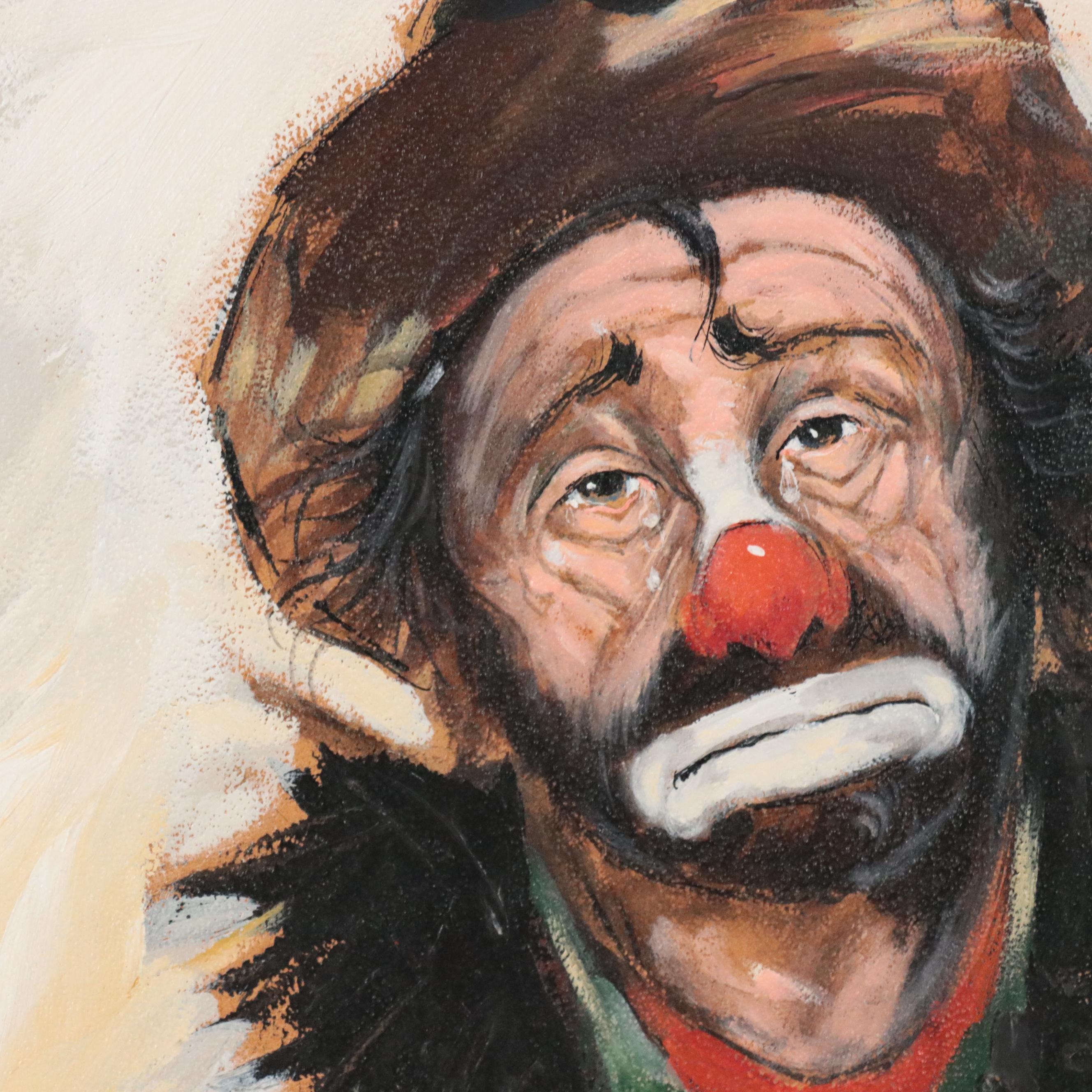 Louis Spiegel Clown Portrait Oil Painting, 1969 | EBTH