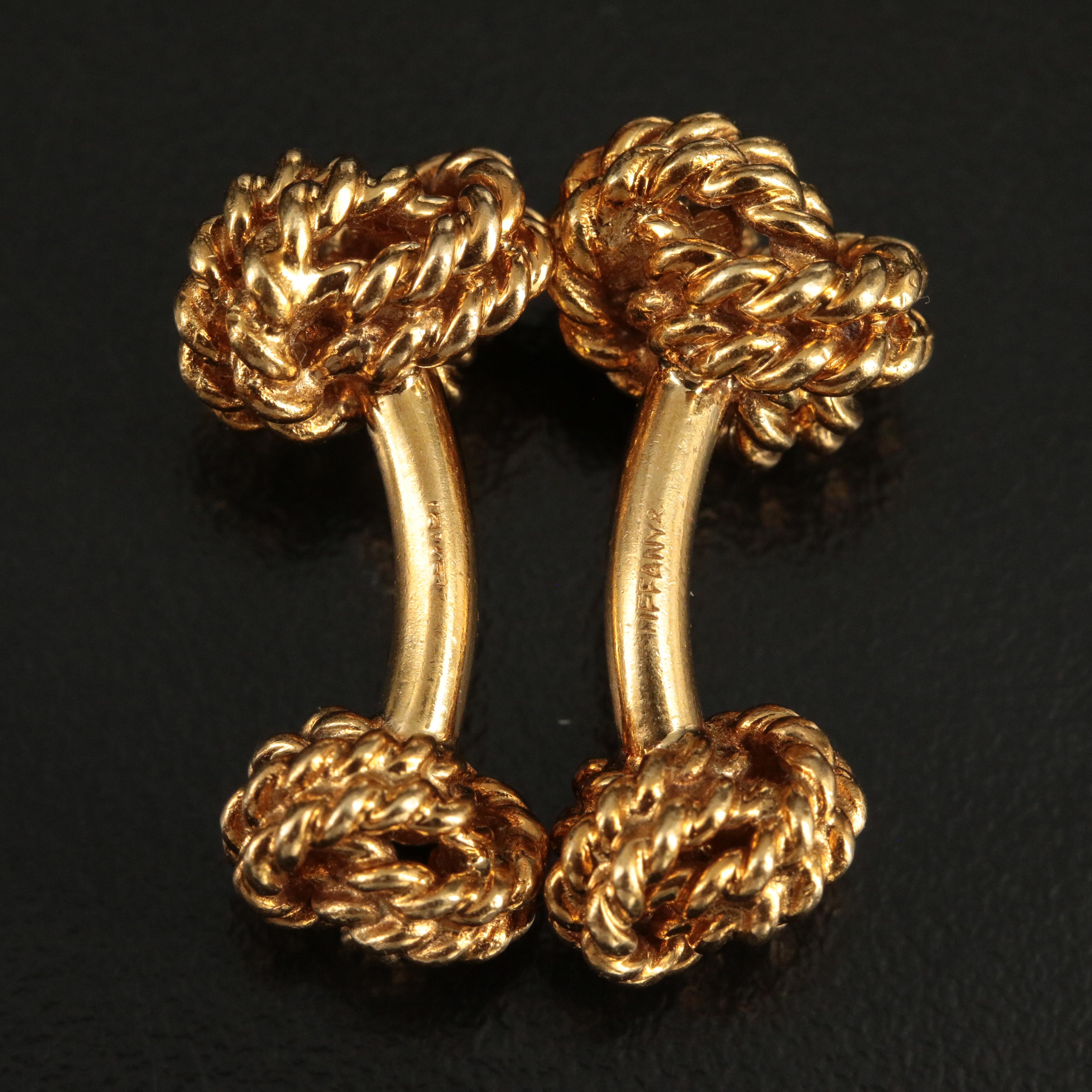 Vintage Tiffany & Co. 18K Rope Knot Cufflinks and 14K Stud Set | EBTH