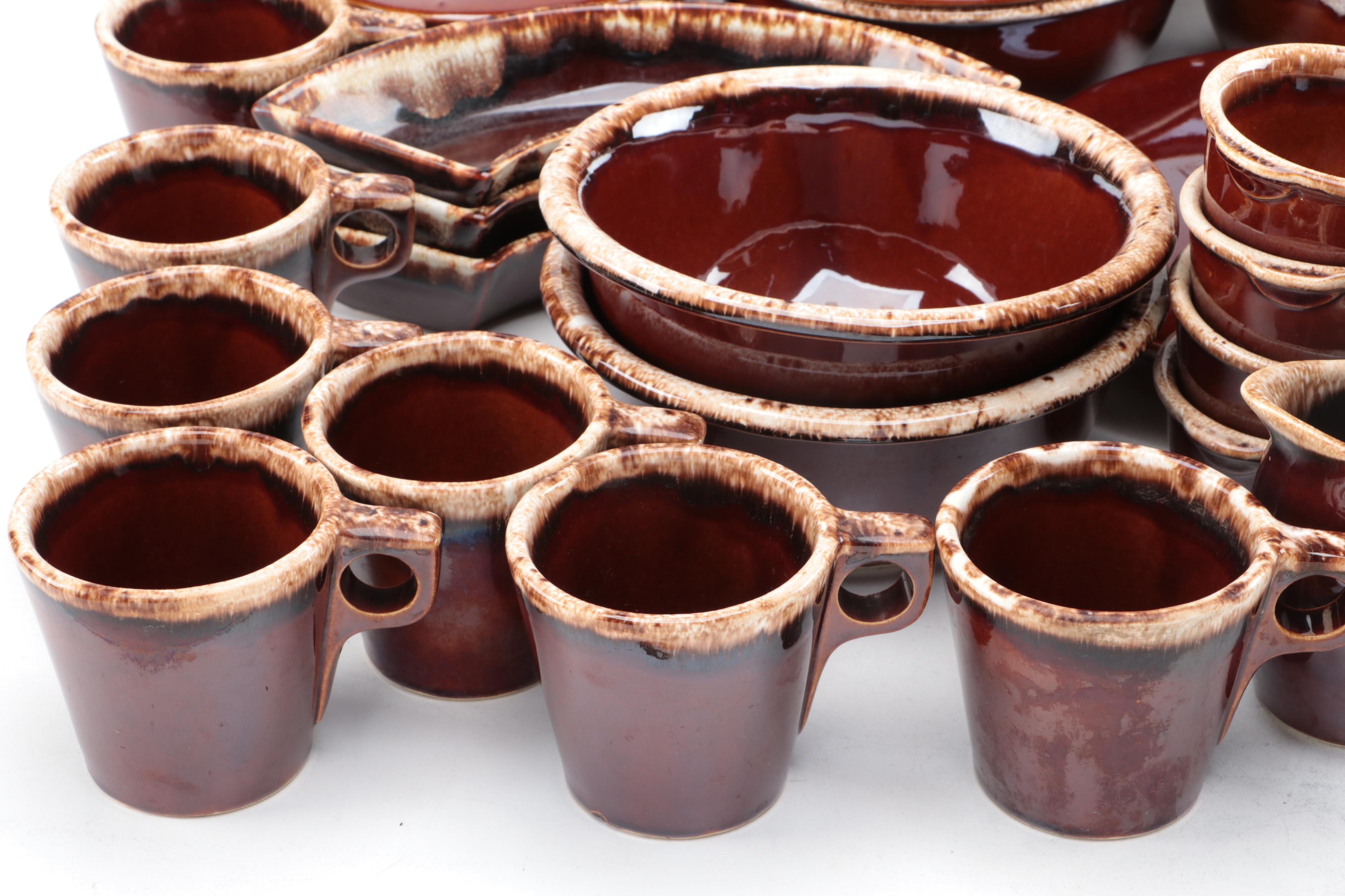 Hull and Other Brown Drip Glazed Dinnerware and Serving Pieces ...