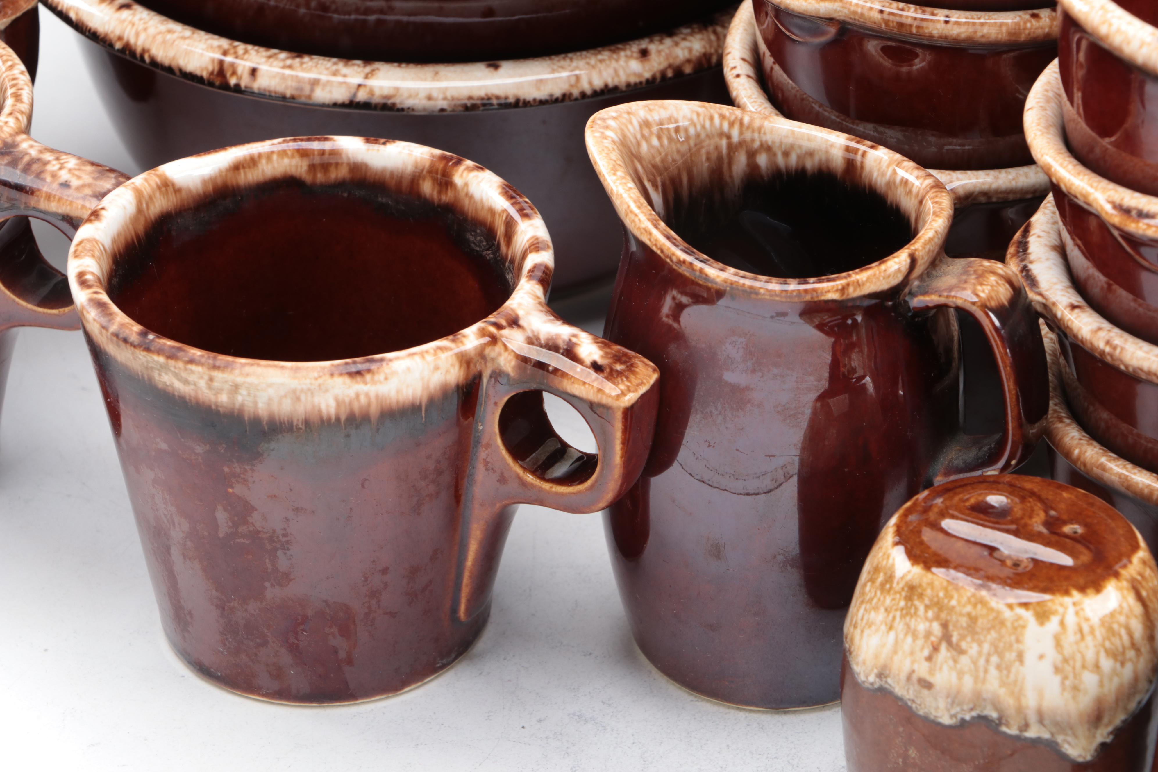 Hull and Other Brown Drip Glazed Dinnerware and Serving Pieces ...