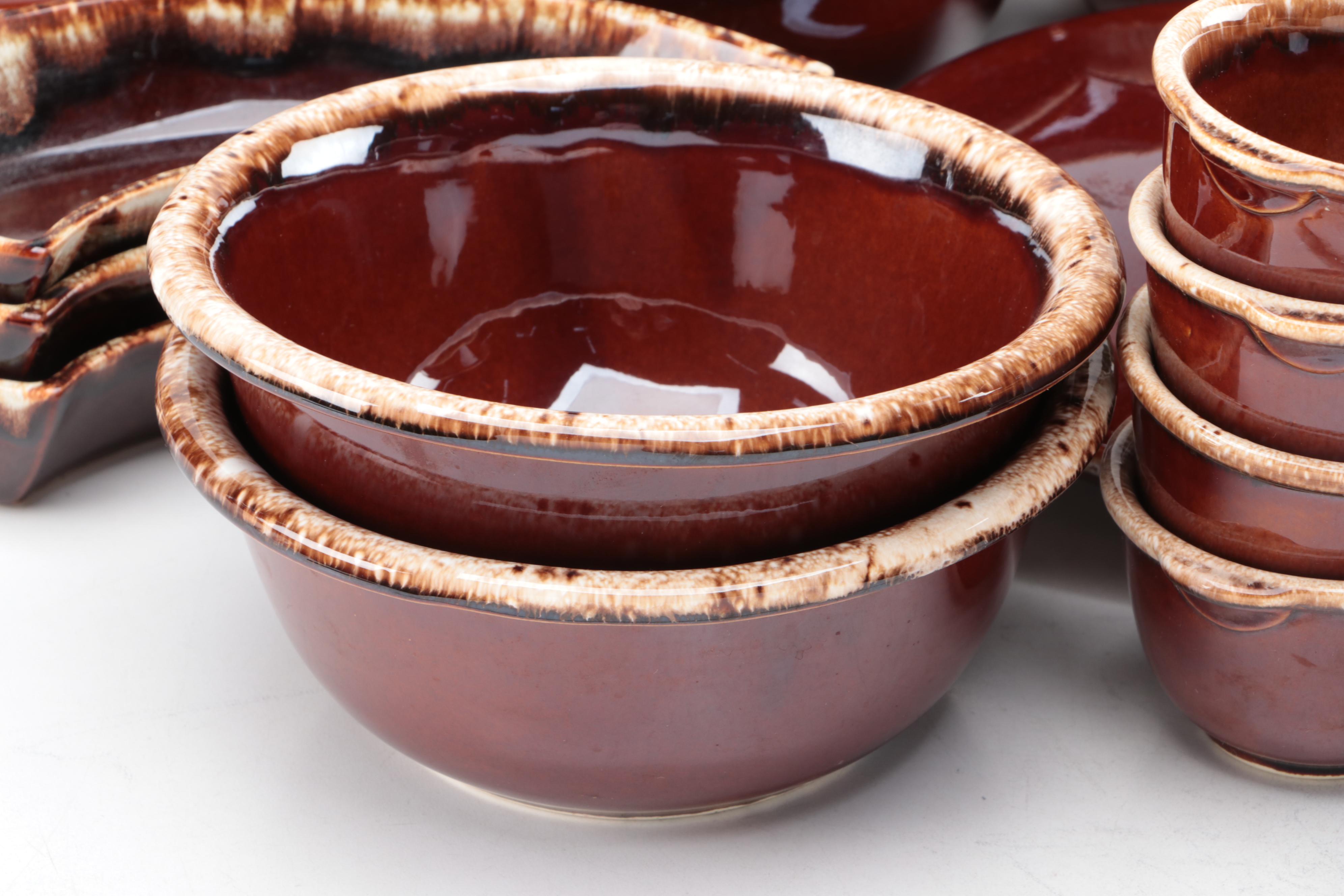 Hull and Other Brown Drip Glazed Dinnerware and Serving Pieces ...