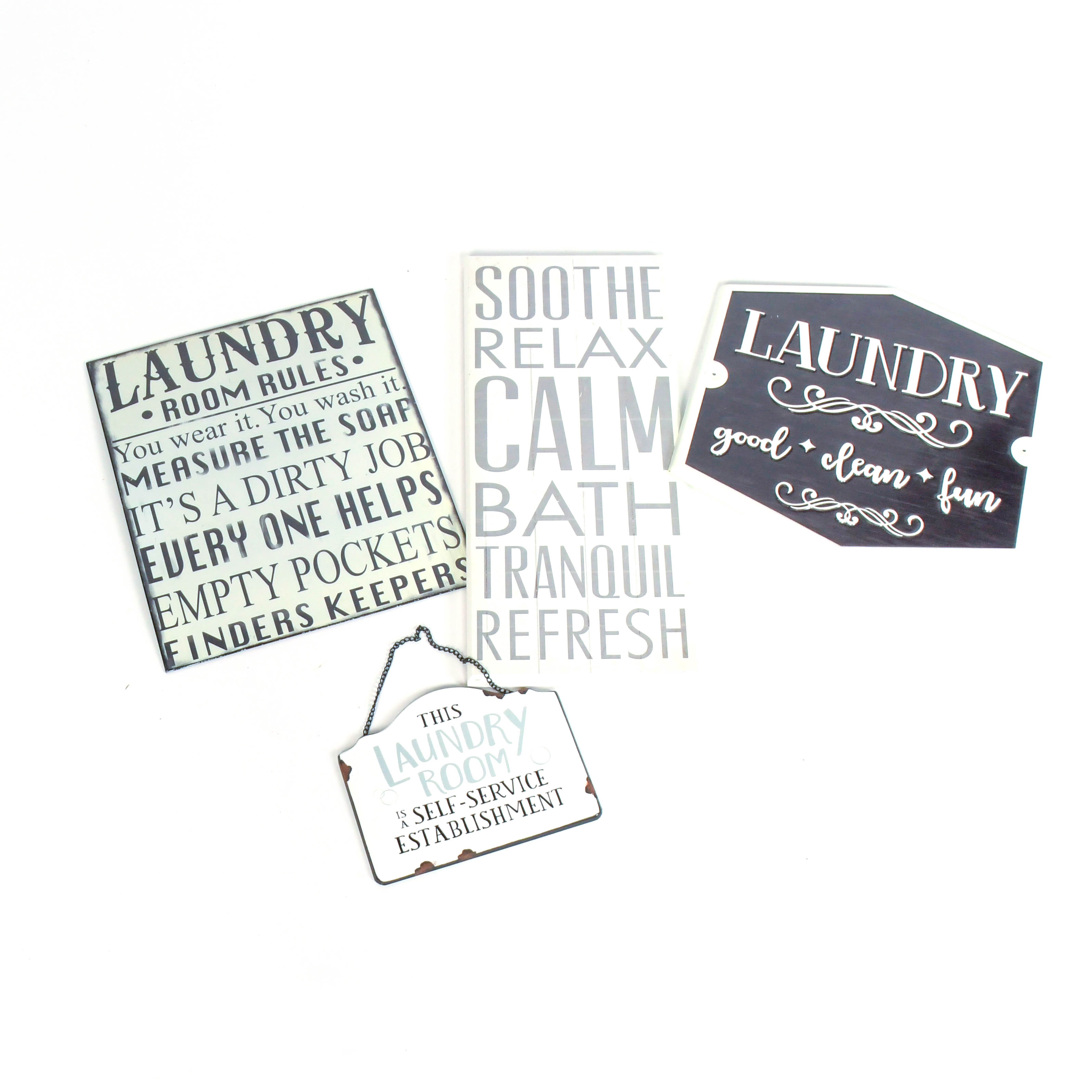 Storage Baskets with Inspirational Laundry and Bathroom Signs | EBTH