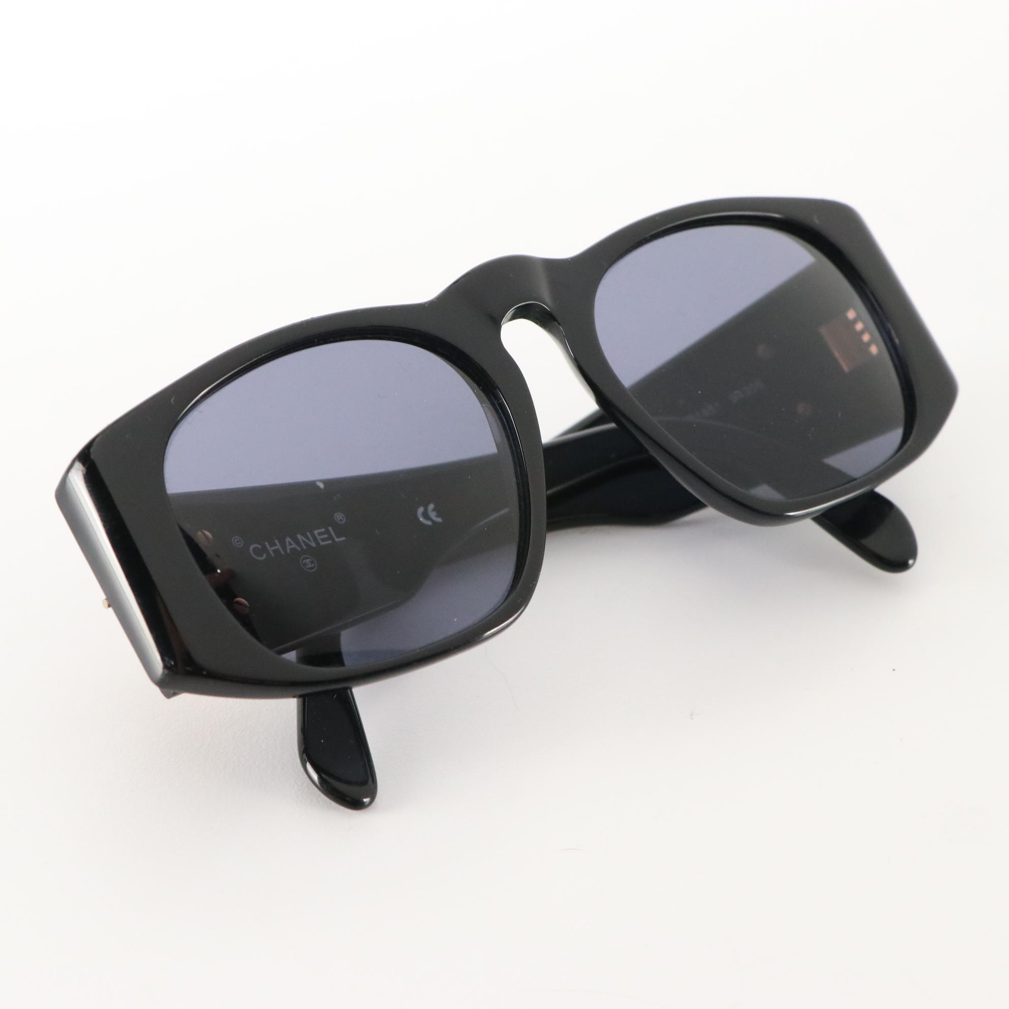 Chanel CC 01451 Glossy Black Sunglasses with Box | EBTH