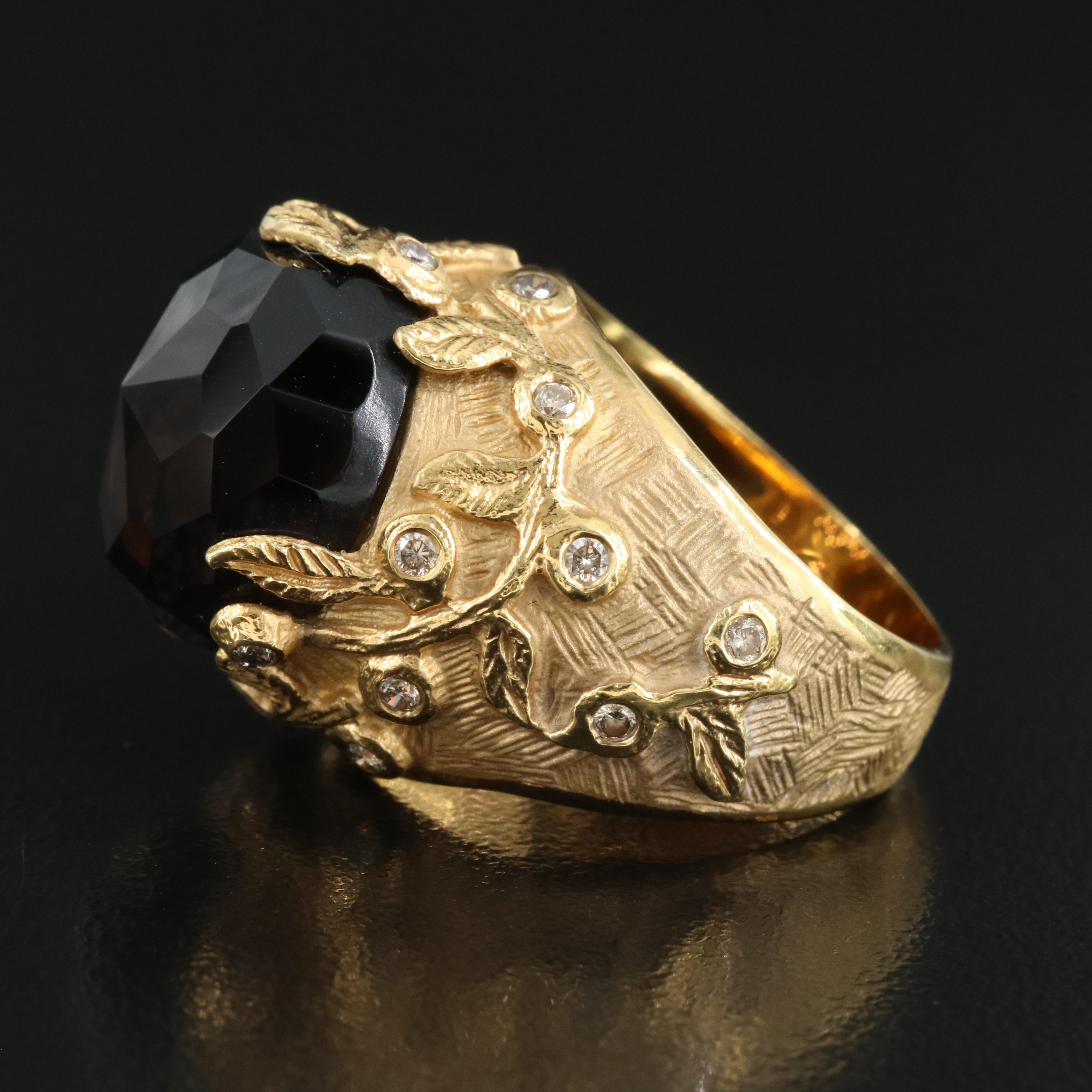 14K Smoky Quartz and Diamond Vining Ring | EBTH
