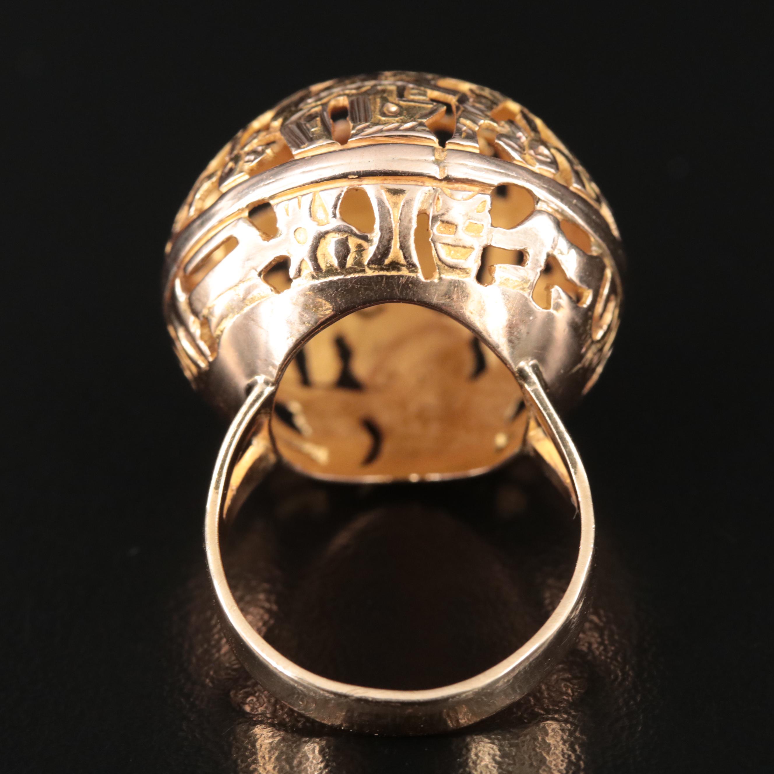 18K Incan Themed Storyteller Dome Ring | EBTH