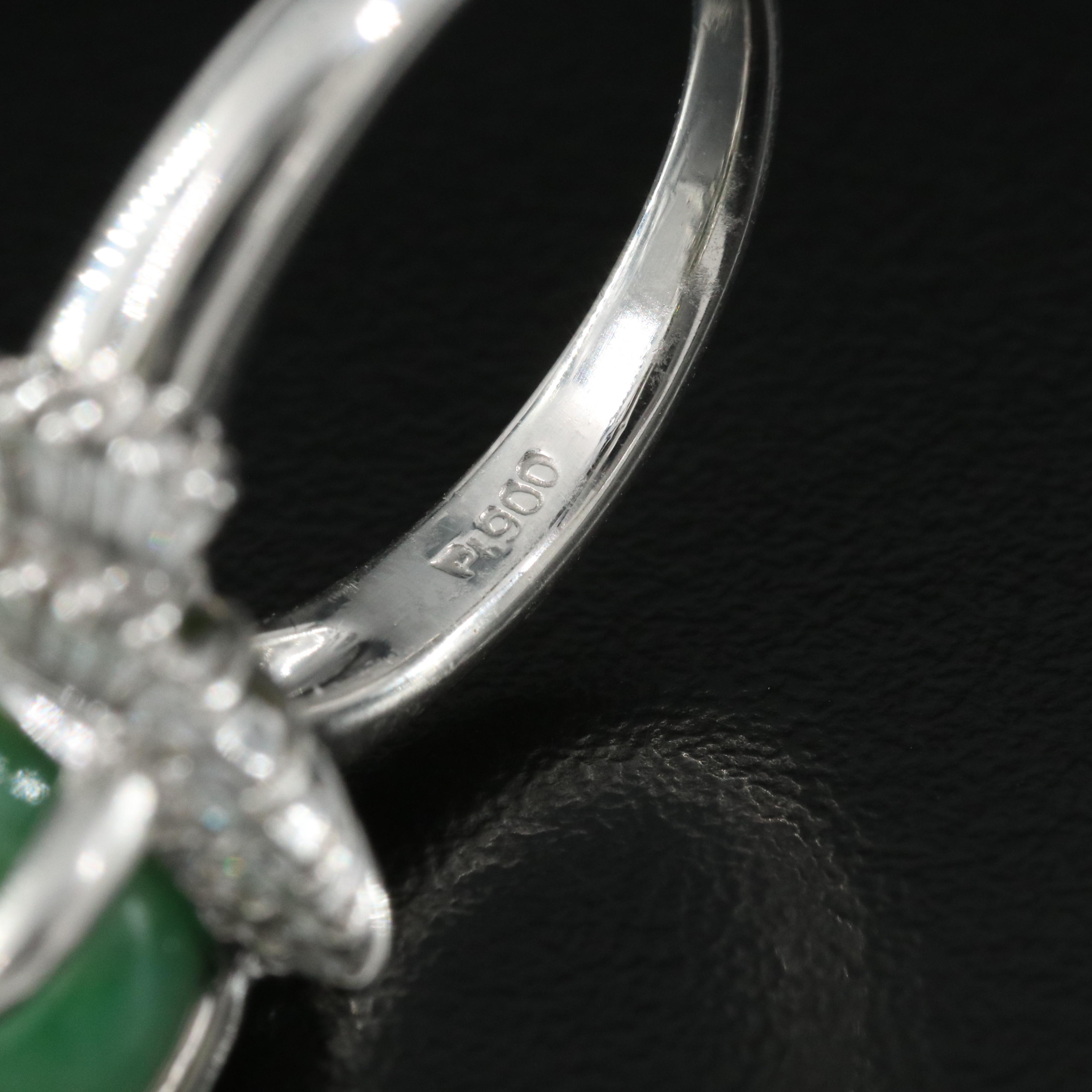 Platinum Jadeite and Diamond Ring | EBTH