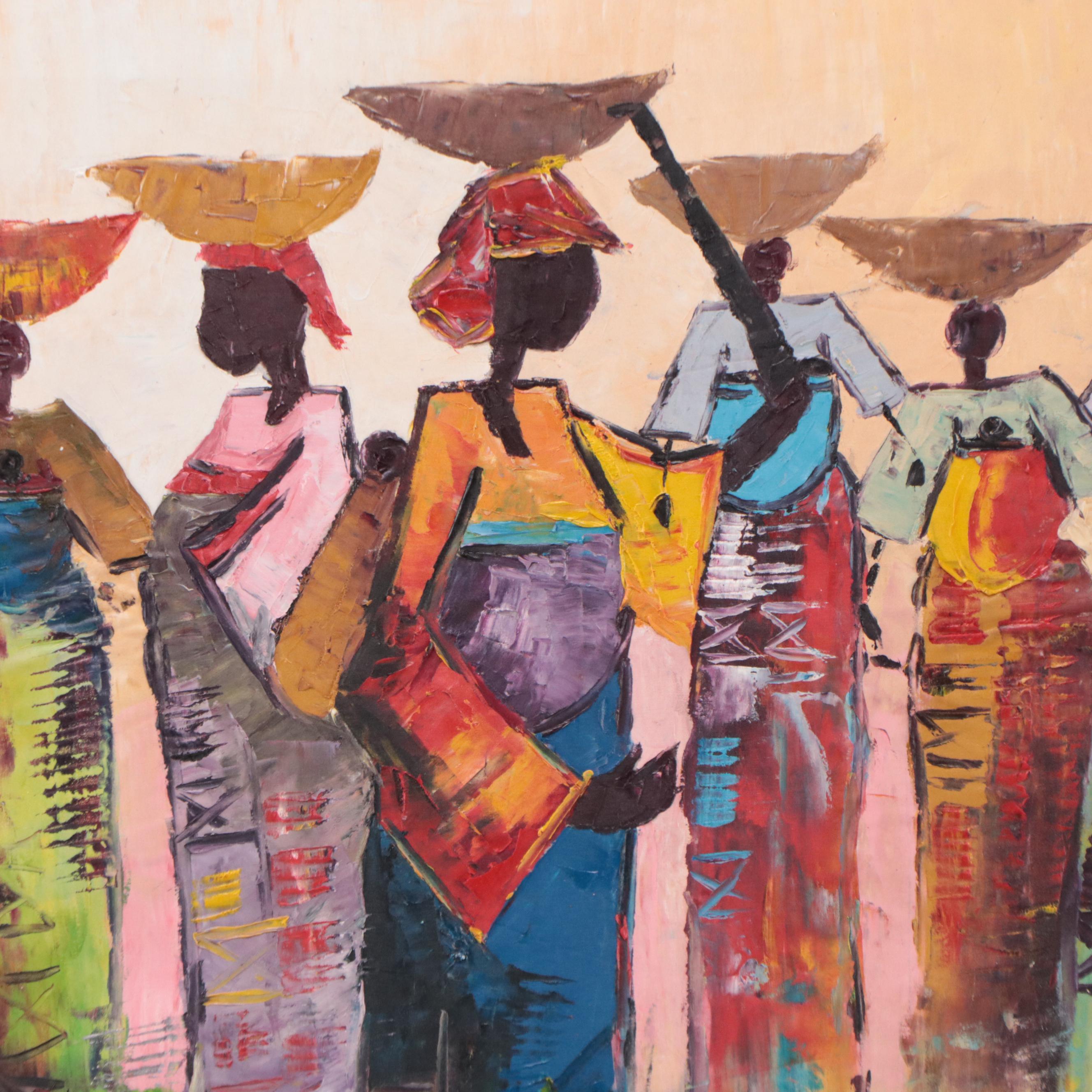 Bayo Ogundele Oil Painting "From the Market," 2008 | EBTH