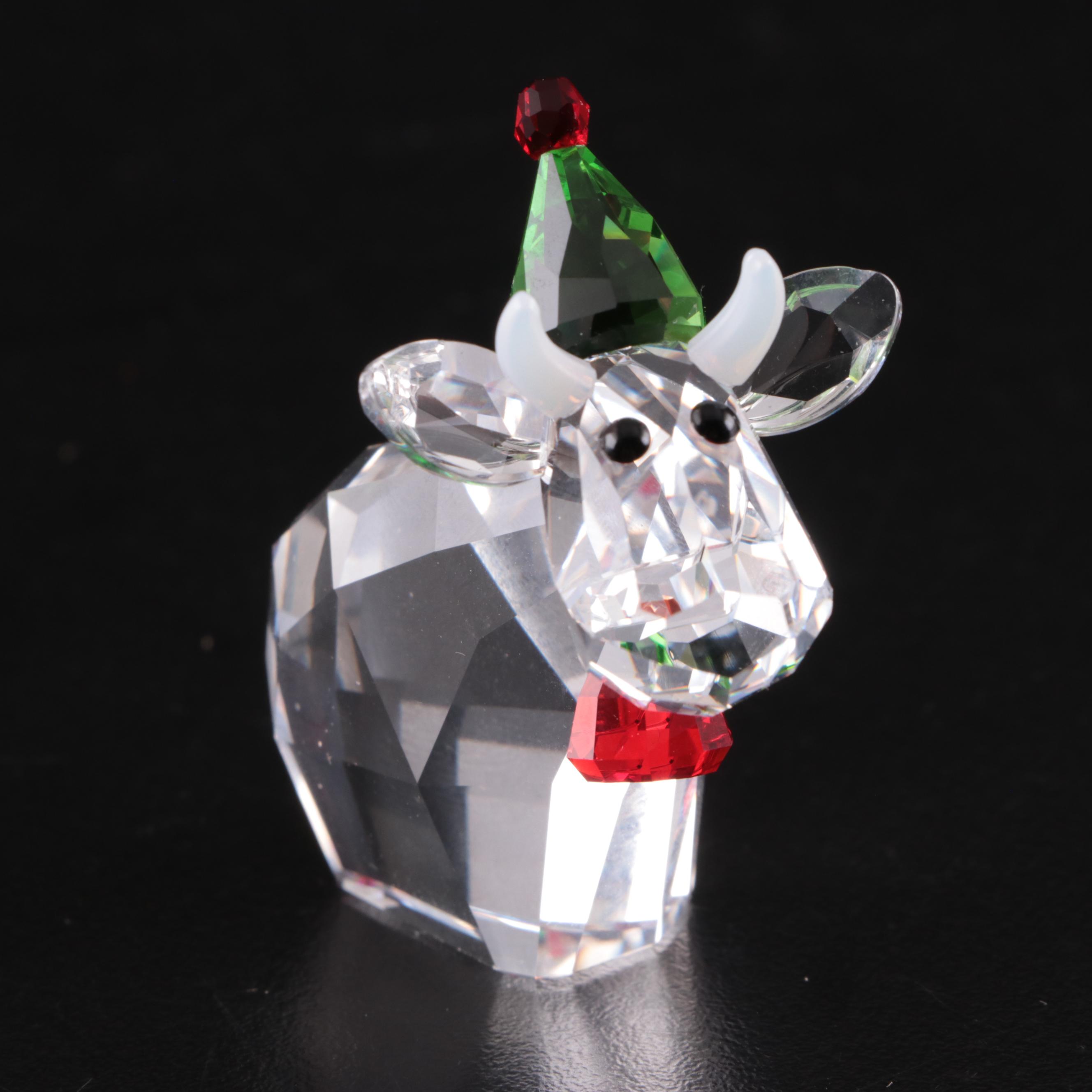Swarovski Crystal Moose and Bull Christmas Figurines | EBTH