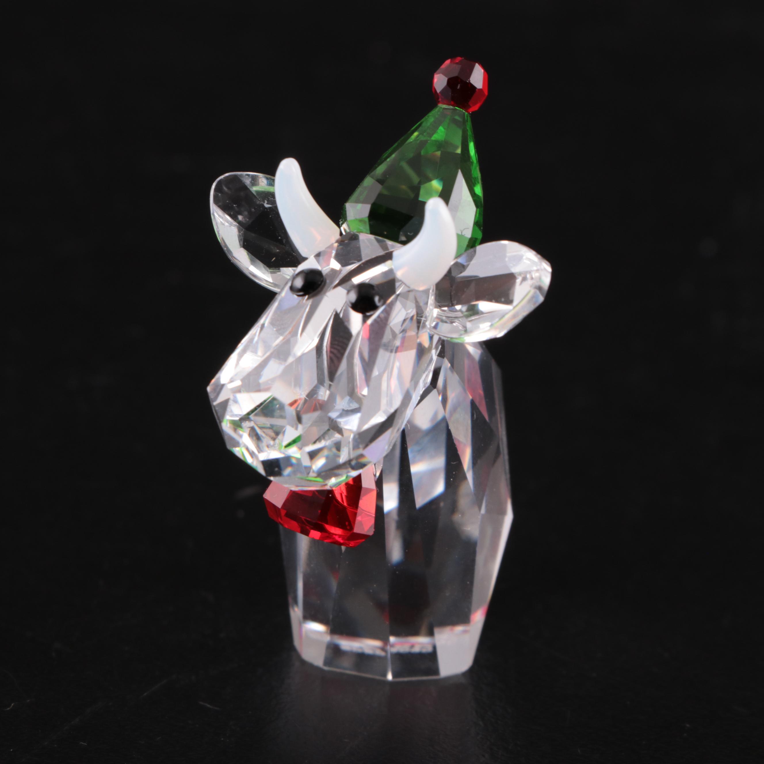 Swarovski Crystal Moose and Bull Christmas Figurines | EBTH