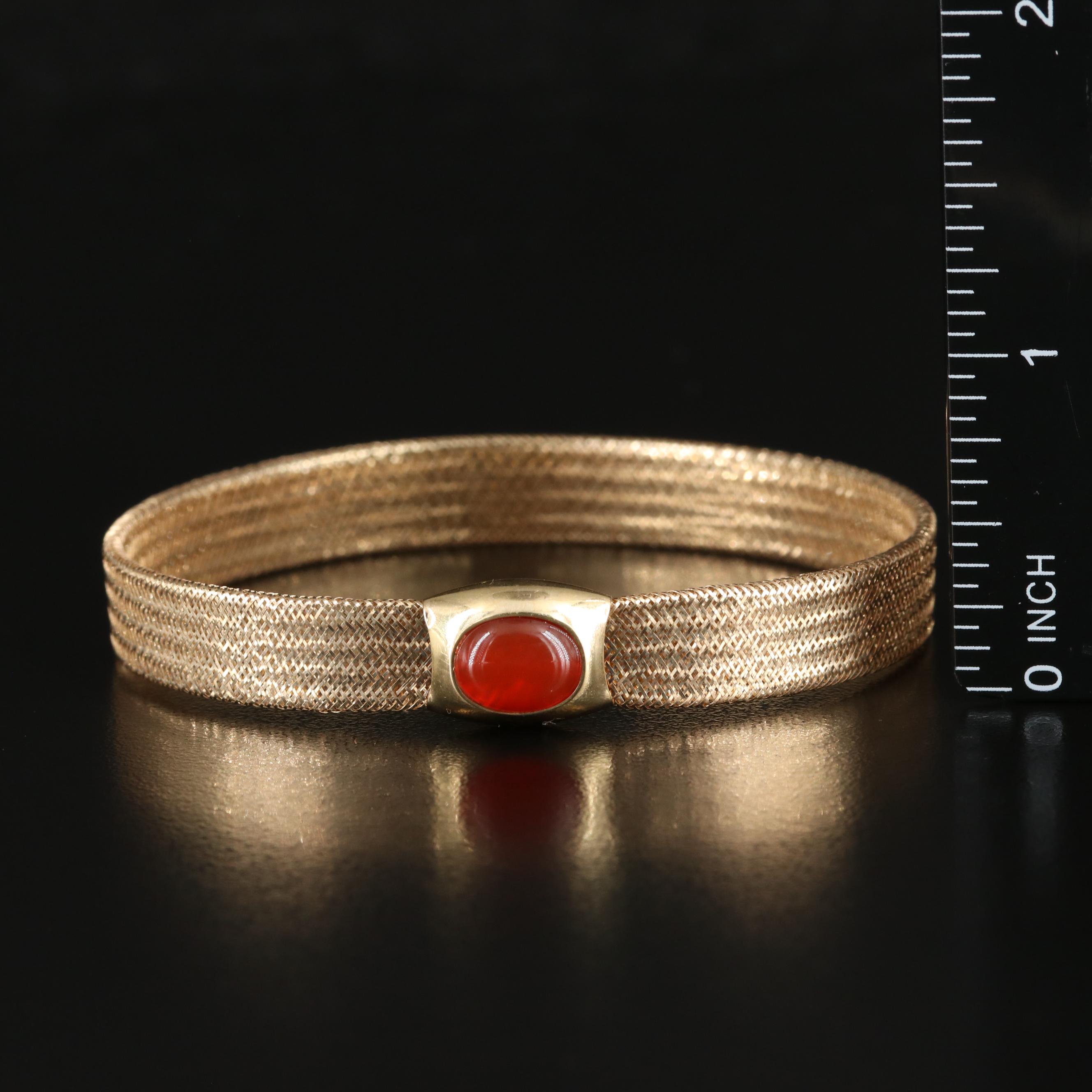 Italian 14K Carnelian Flexible Mesh Bangle Bracelet | EBTH