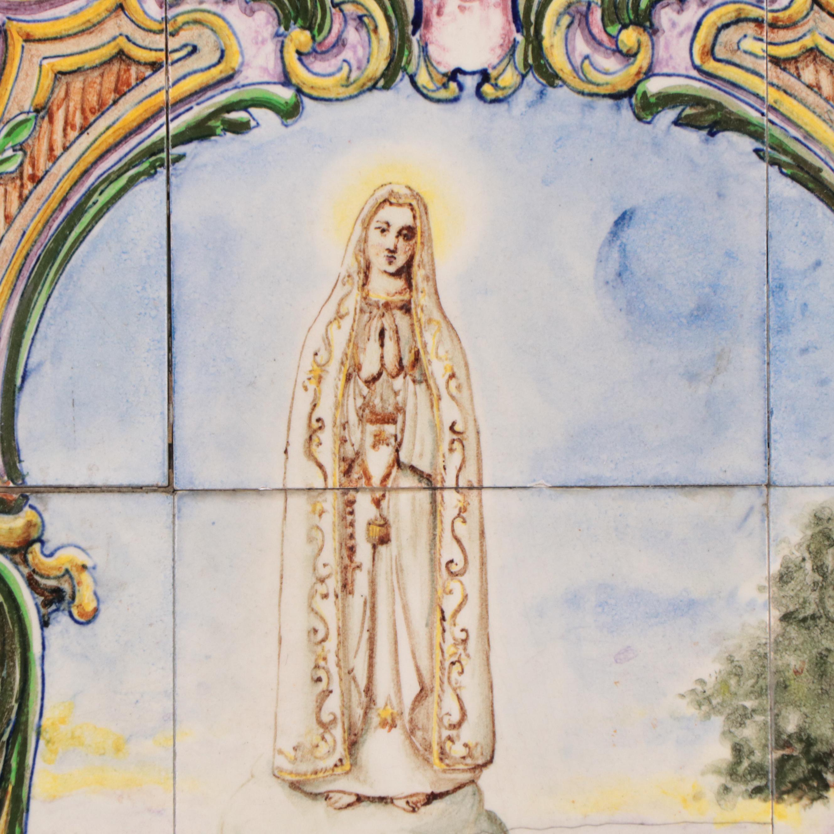 Portuguese Hand-Painted Tile Mosaic Panel of Our Lady of Fátima ...