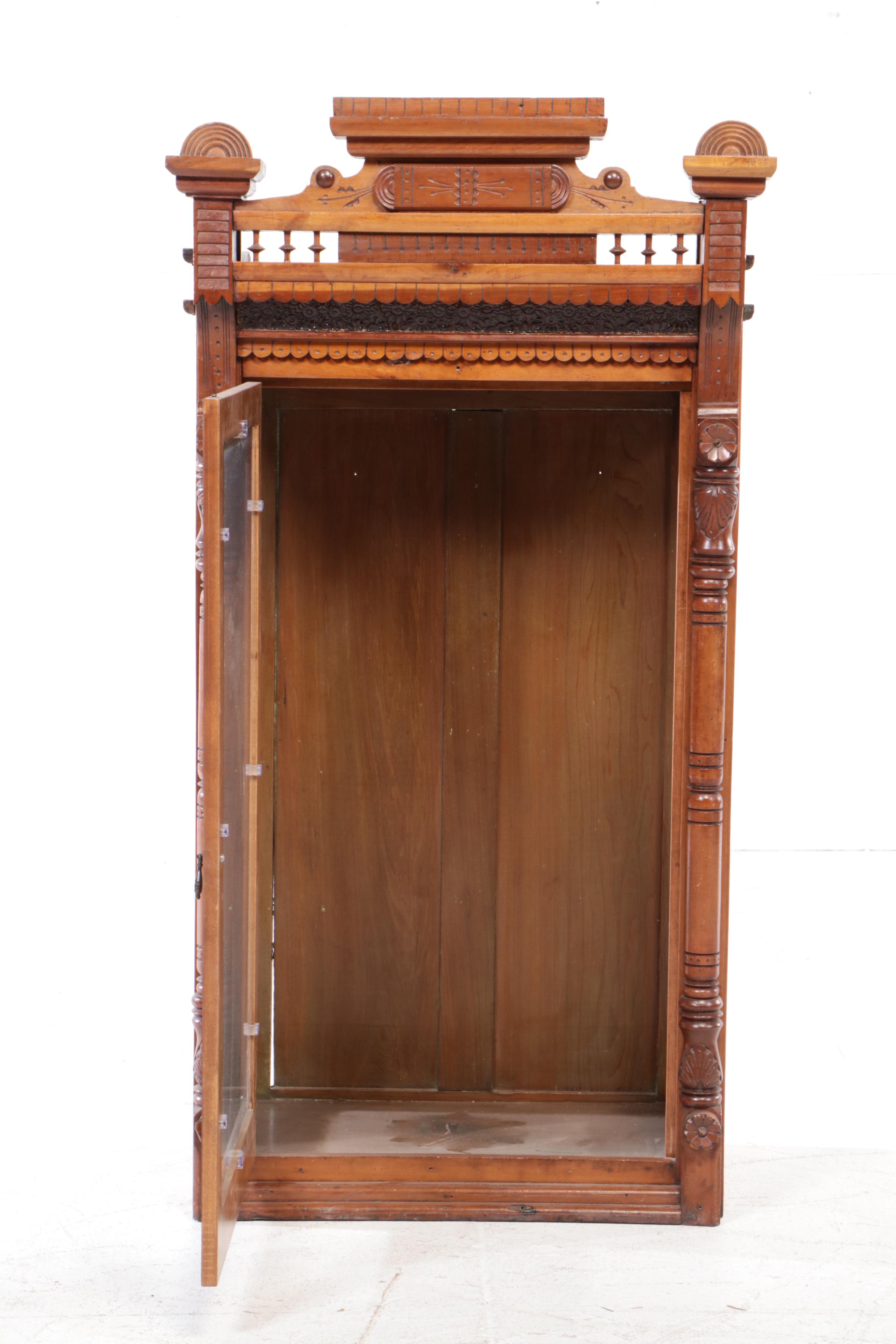 Victorian, Eastlake Style Walnut and Poplar Apothecary Cabinet | EBTH