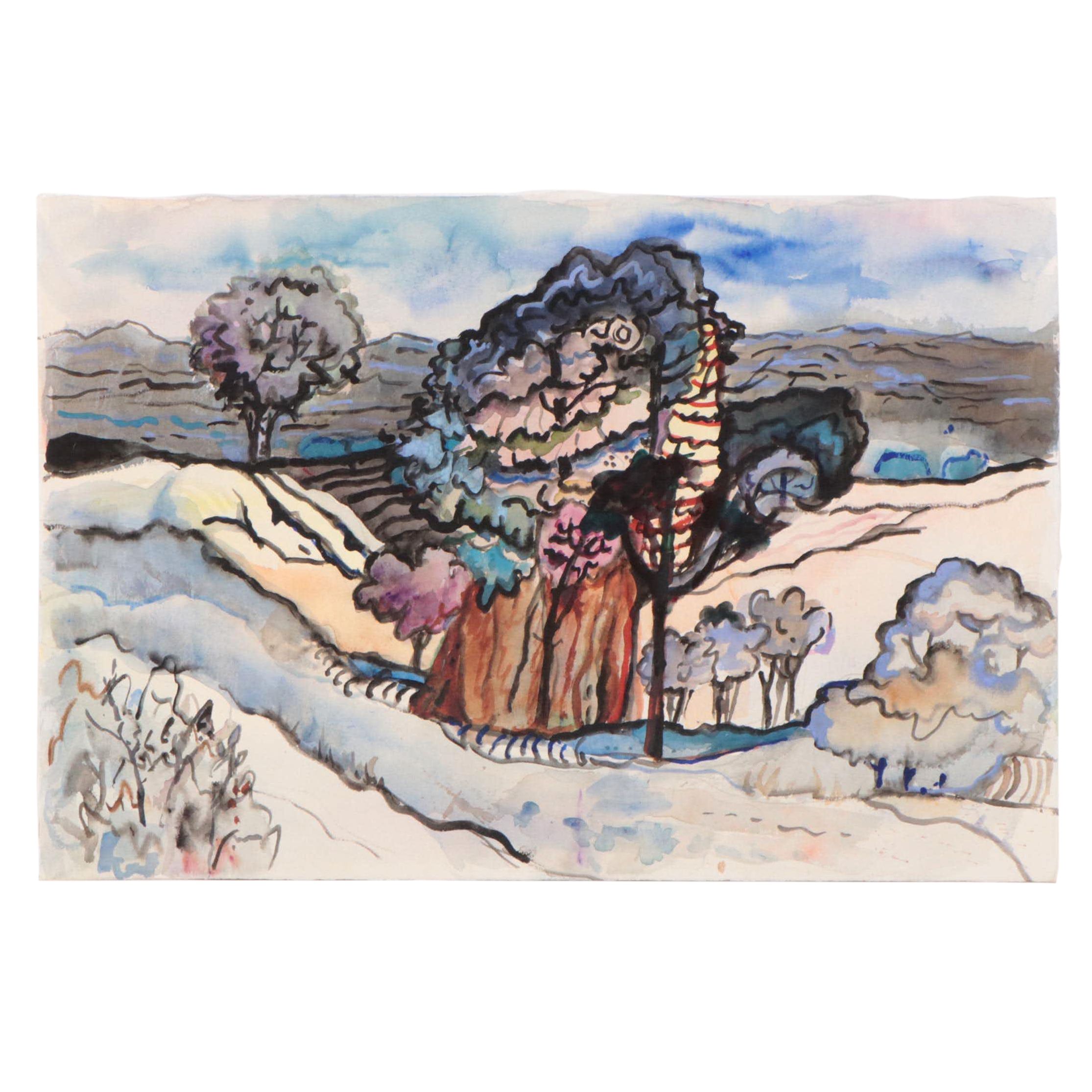 Marion Maas Landscape Watercolor Painting | EBTH