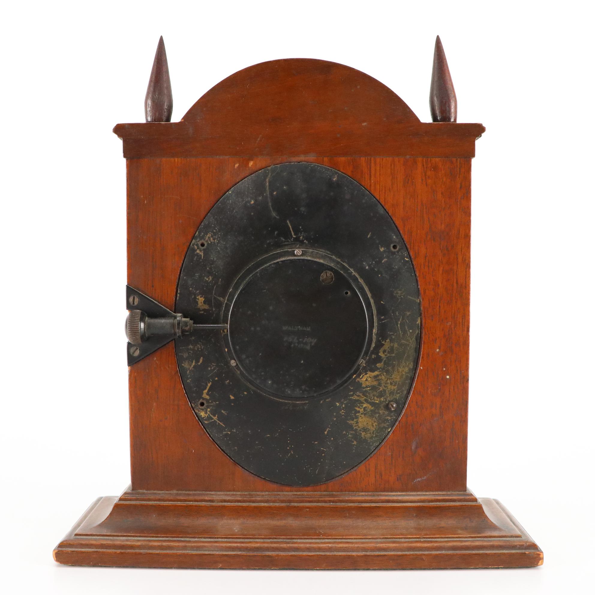 Waltham Neoclassical Style Wooden Desk Clock with Fan Inlay Design | EBTH