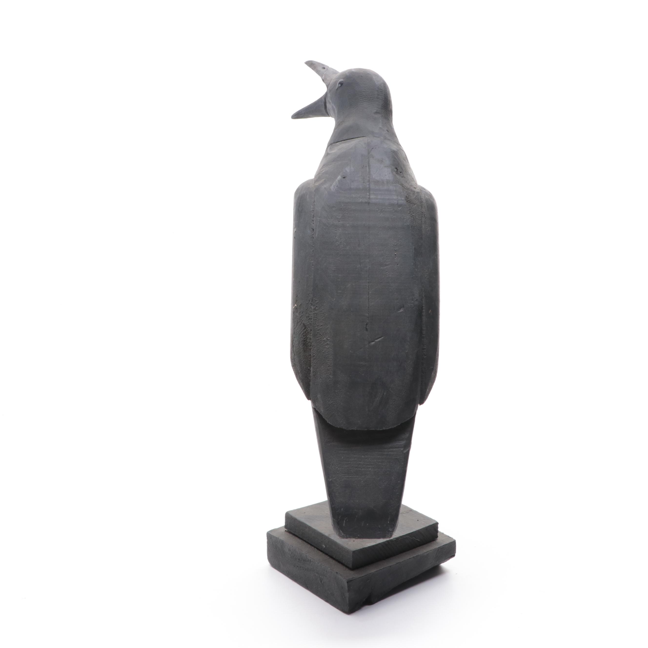 Hand-Carved Wooden Raven Decoy Statuette | Everything But The House