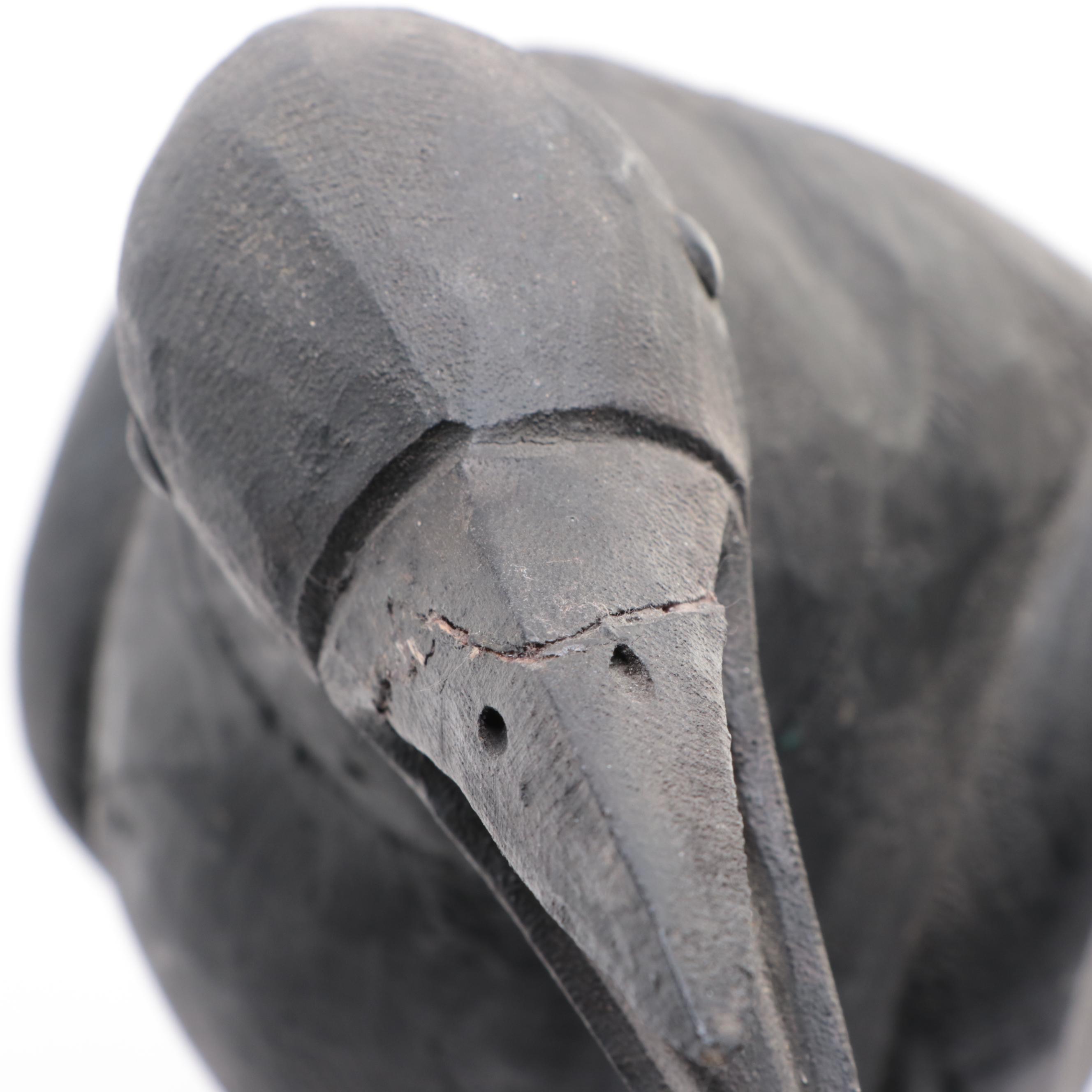 Hand-Carved Wooden Raven Decoy Statuette | Everything But The House