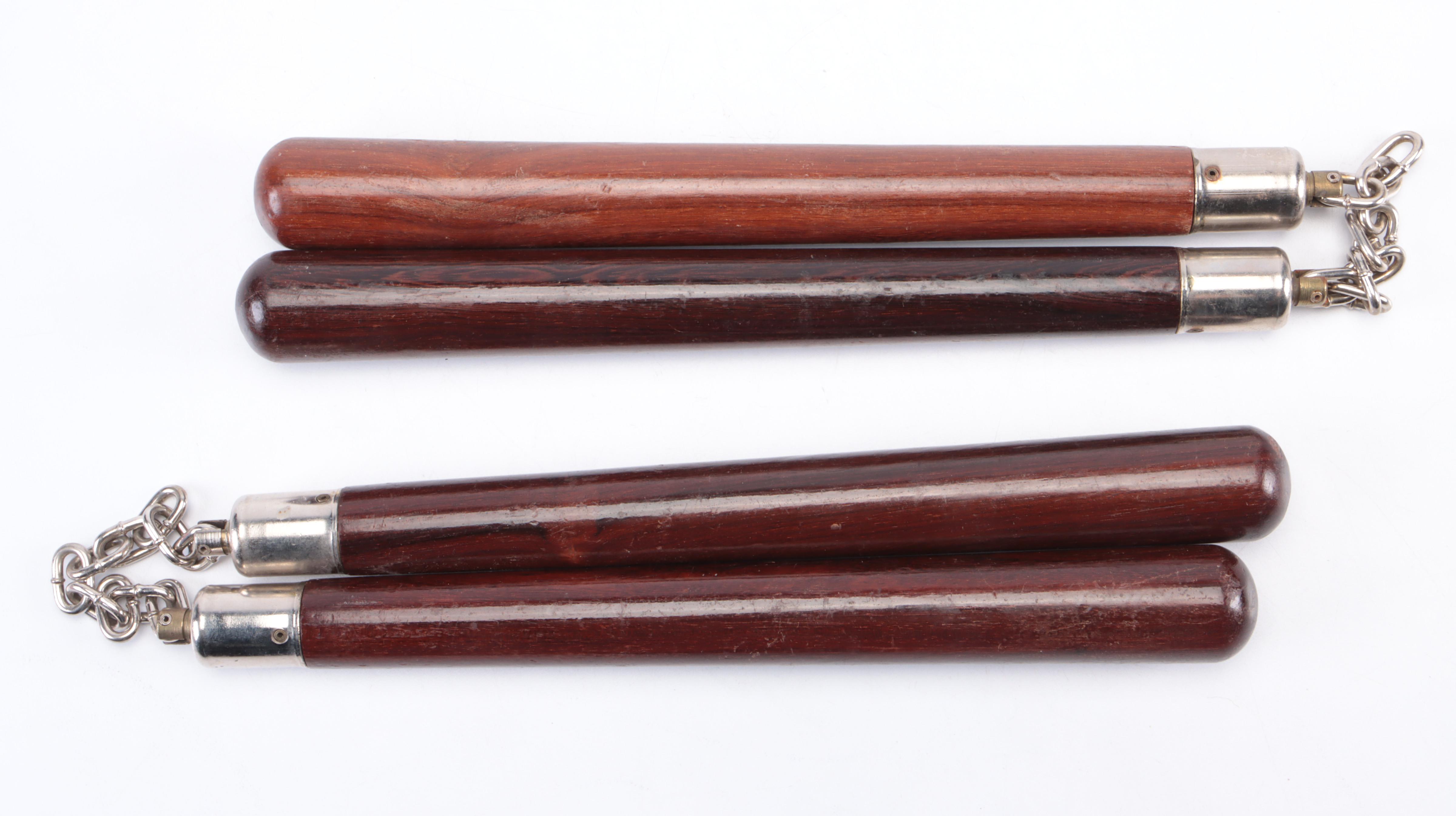 Two Pairs of Nunchucks with Sling Shot and Playing Cards | EBTH