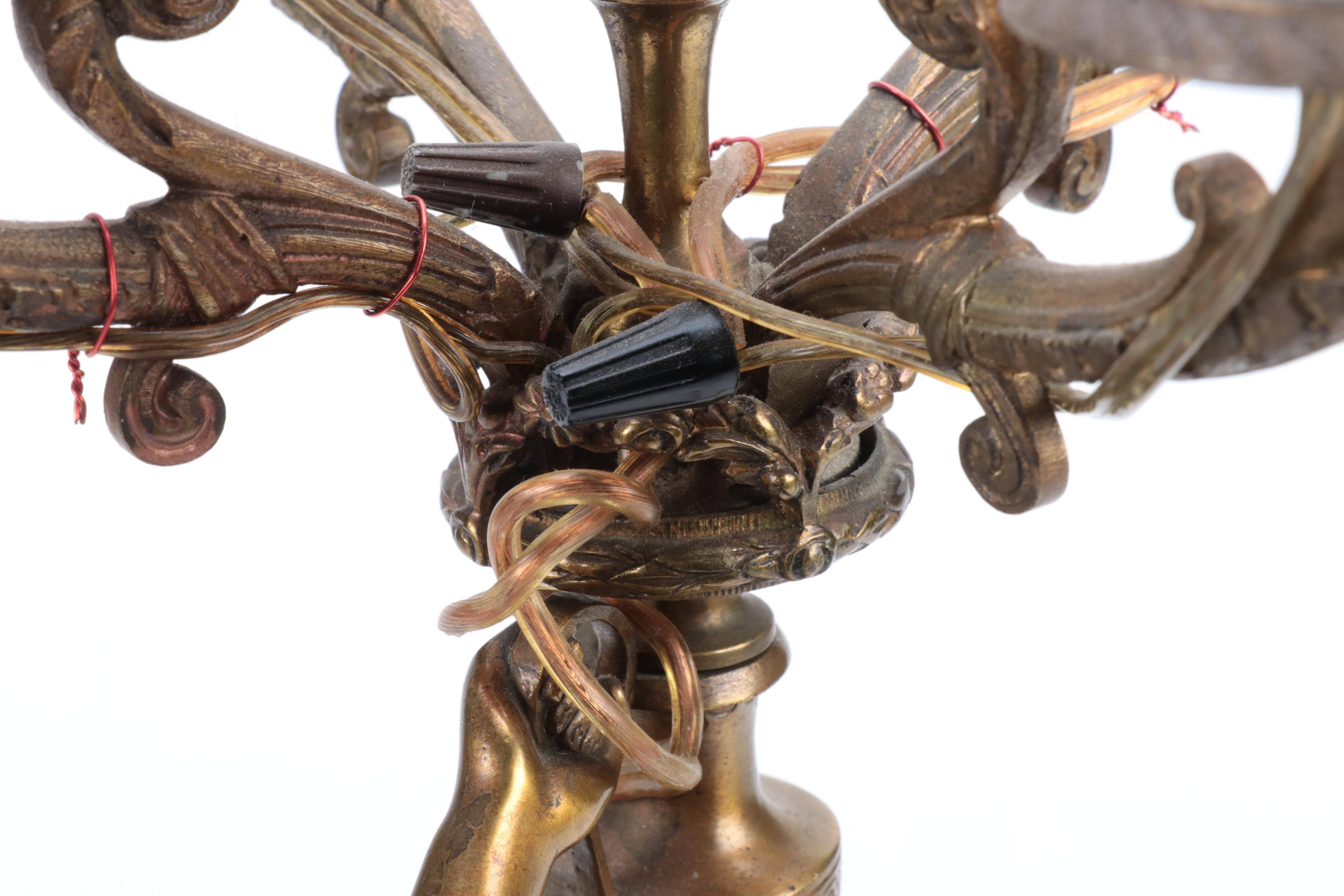 Cast Brass Figural Candelabra After Hippolyte Ferrat, Adapted Late 20th ...