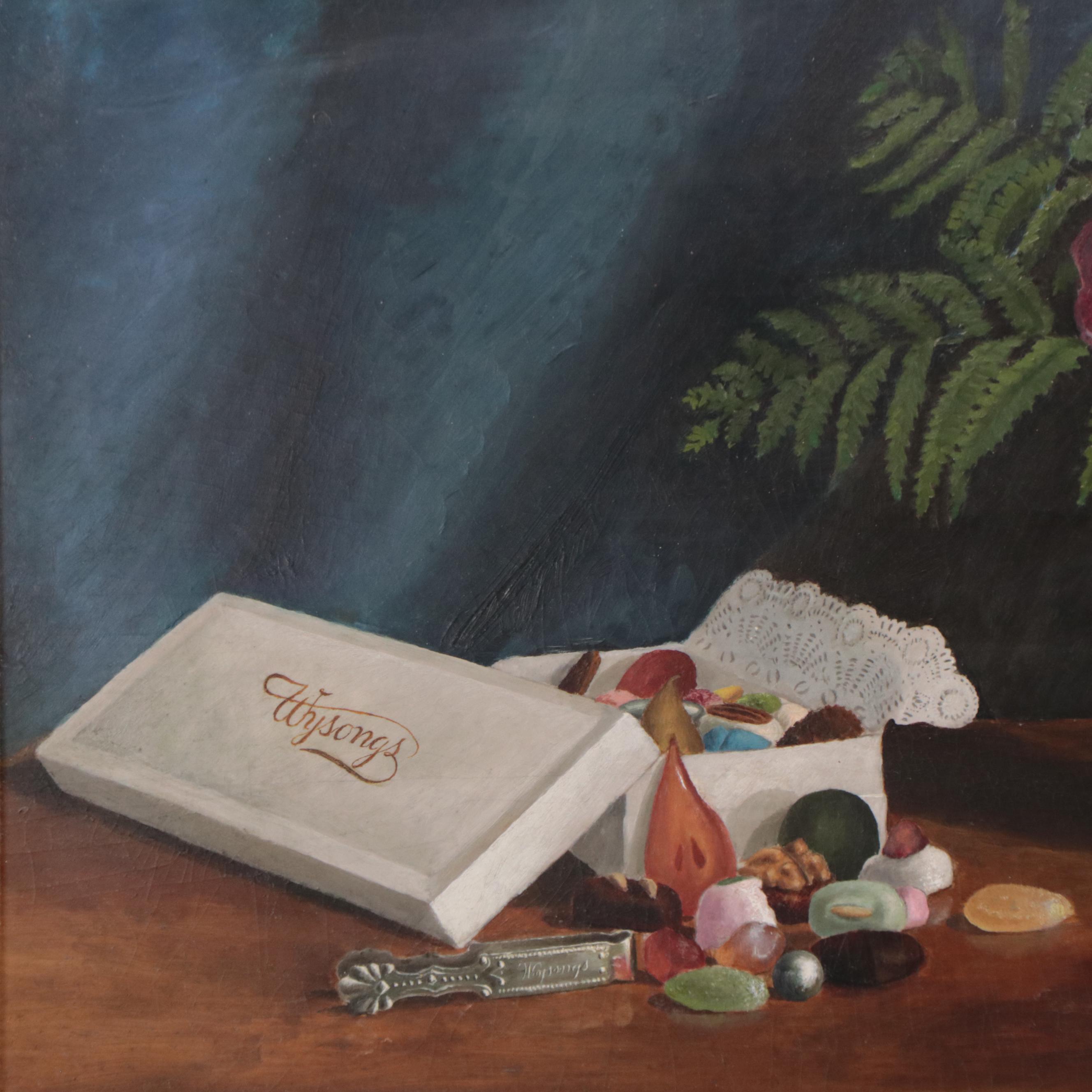 Arthur Curtin Still Life Oil Painting of Rose and Chocolates, 1894 | EBTH