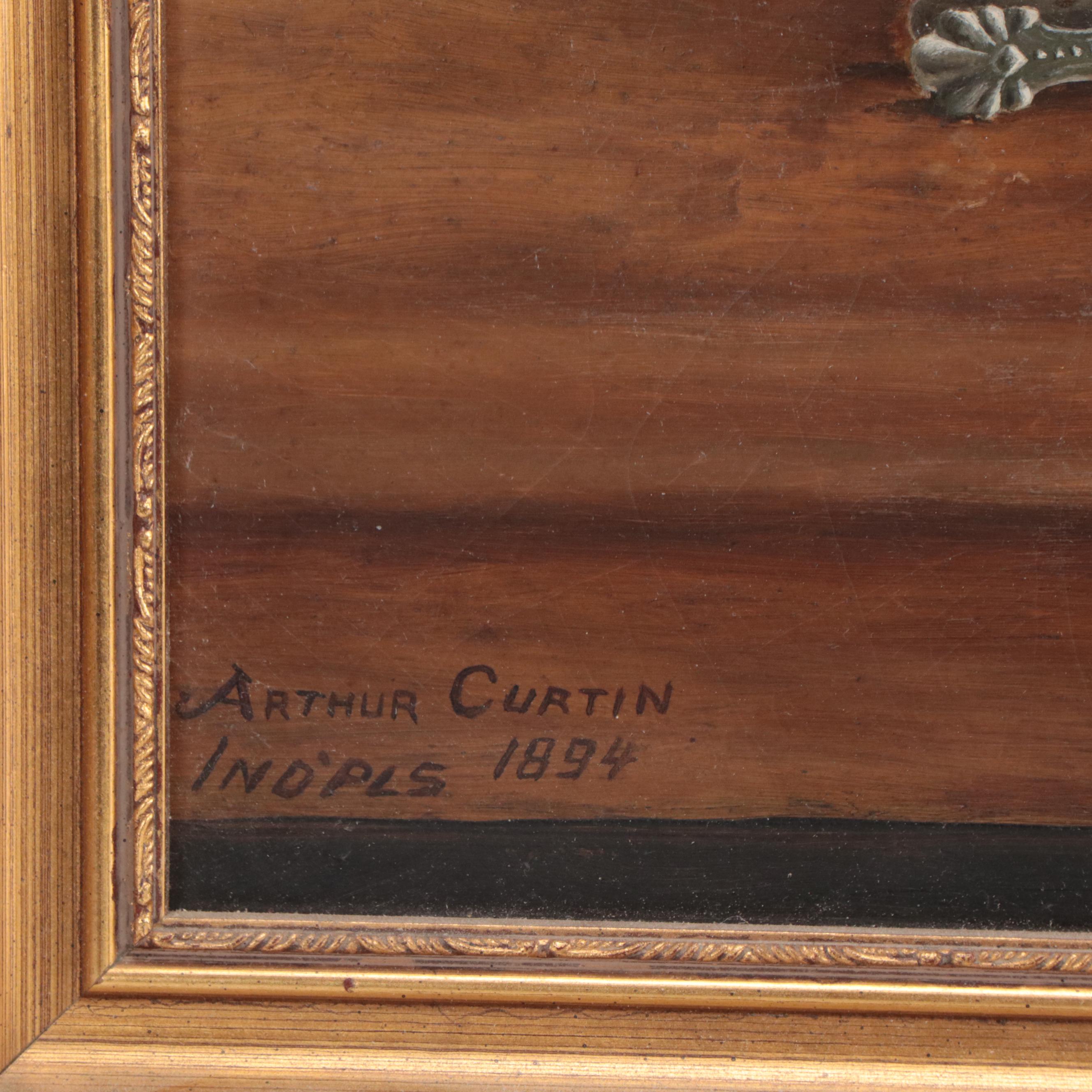 Arthur Curtin Still Life Oil Painting of Rose and Chocolates, 1894 | EBTH