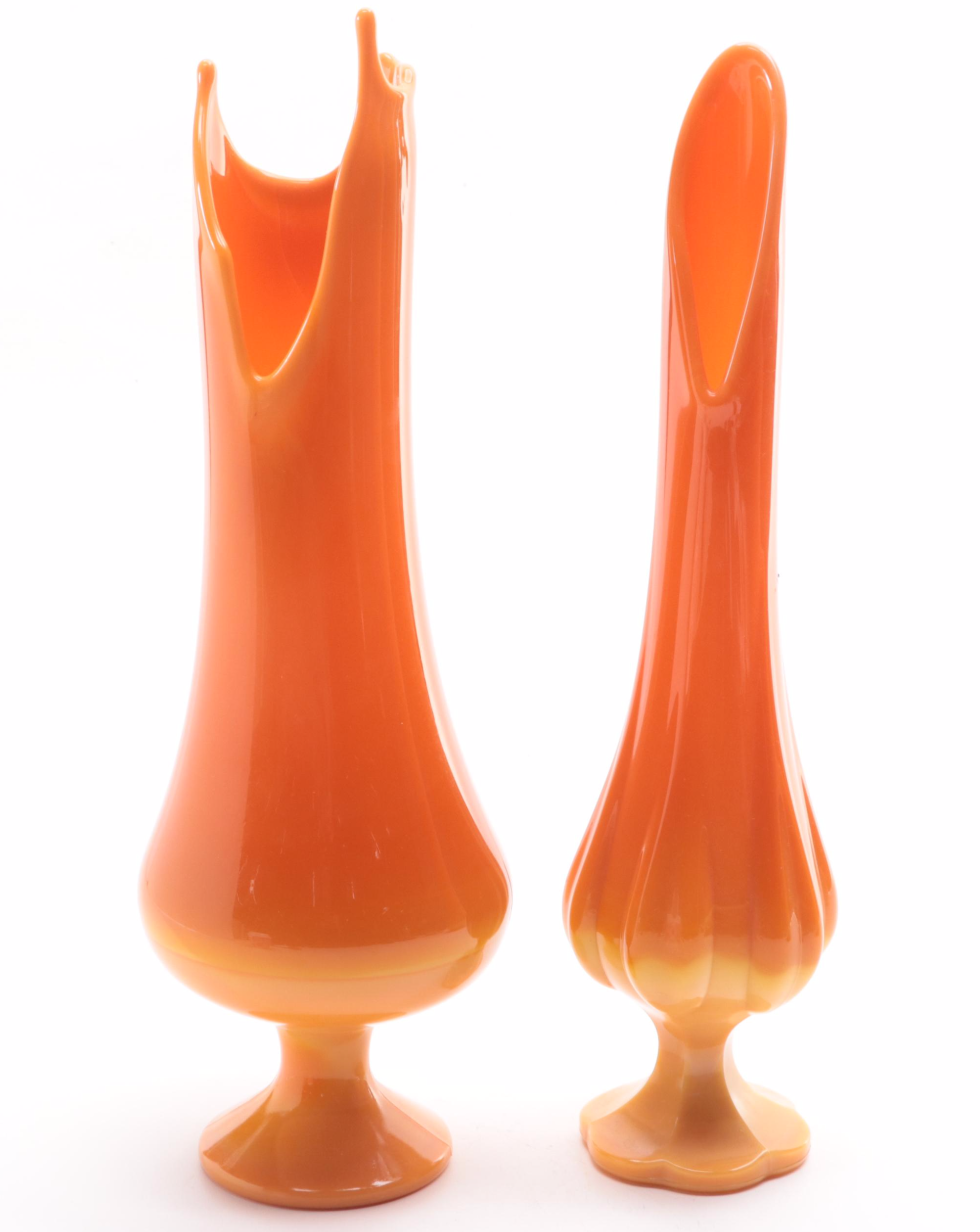 Smith Glass and Viking Bittersweet Swung Vases, Mid-20th Century ...