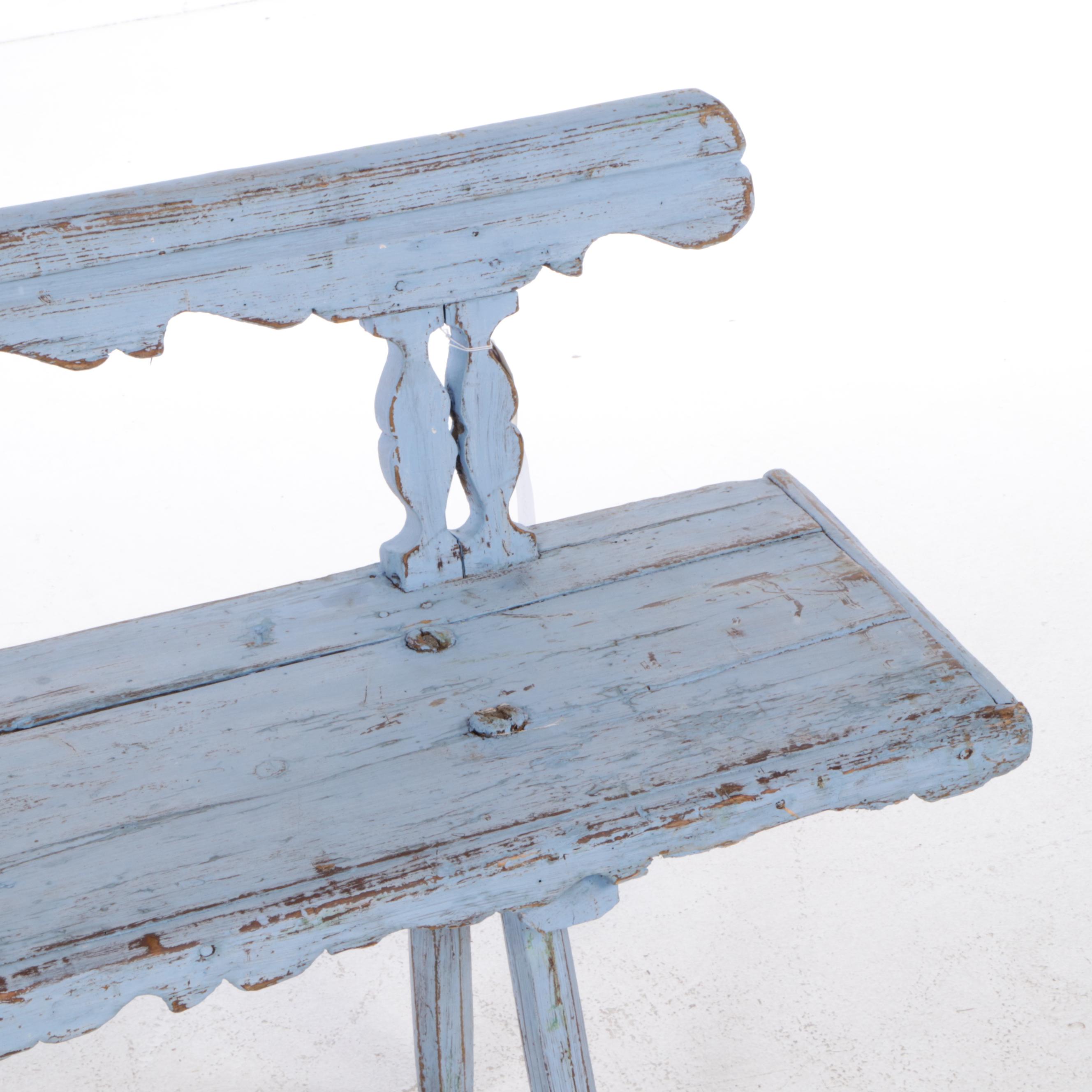 Austrian Painted Wooden Bench, 19th Century | EBTH