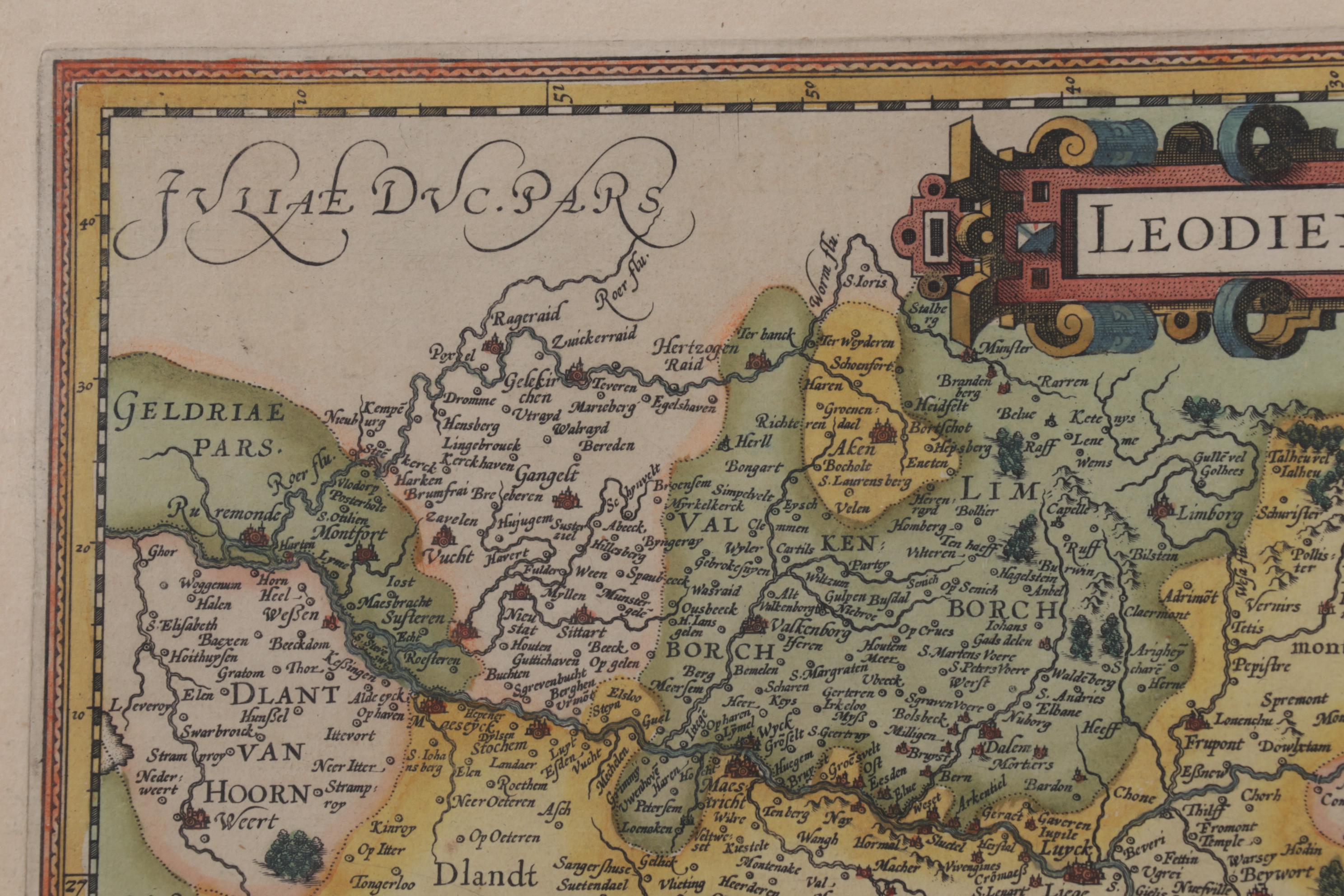 Mercator-Hondius Engraved Map "Leodiensis Dioecesis Typus", 17th ...