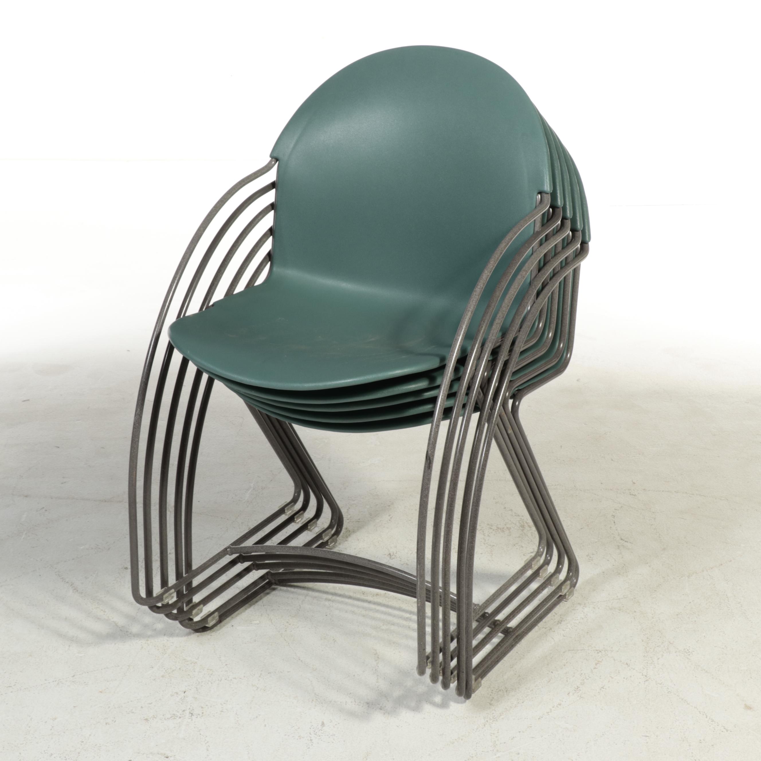 Five Steelcase "Parade" Post Modernist Stacking Chairs, Late 20th ...
