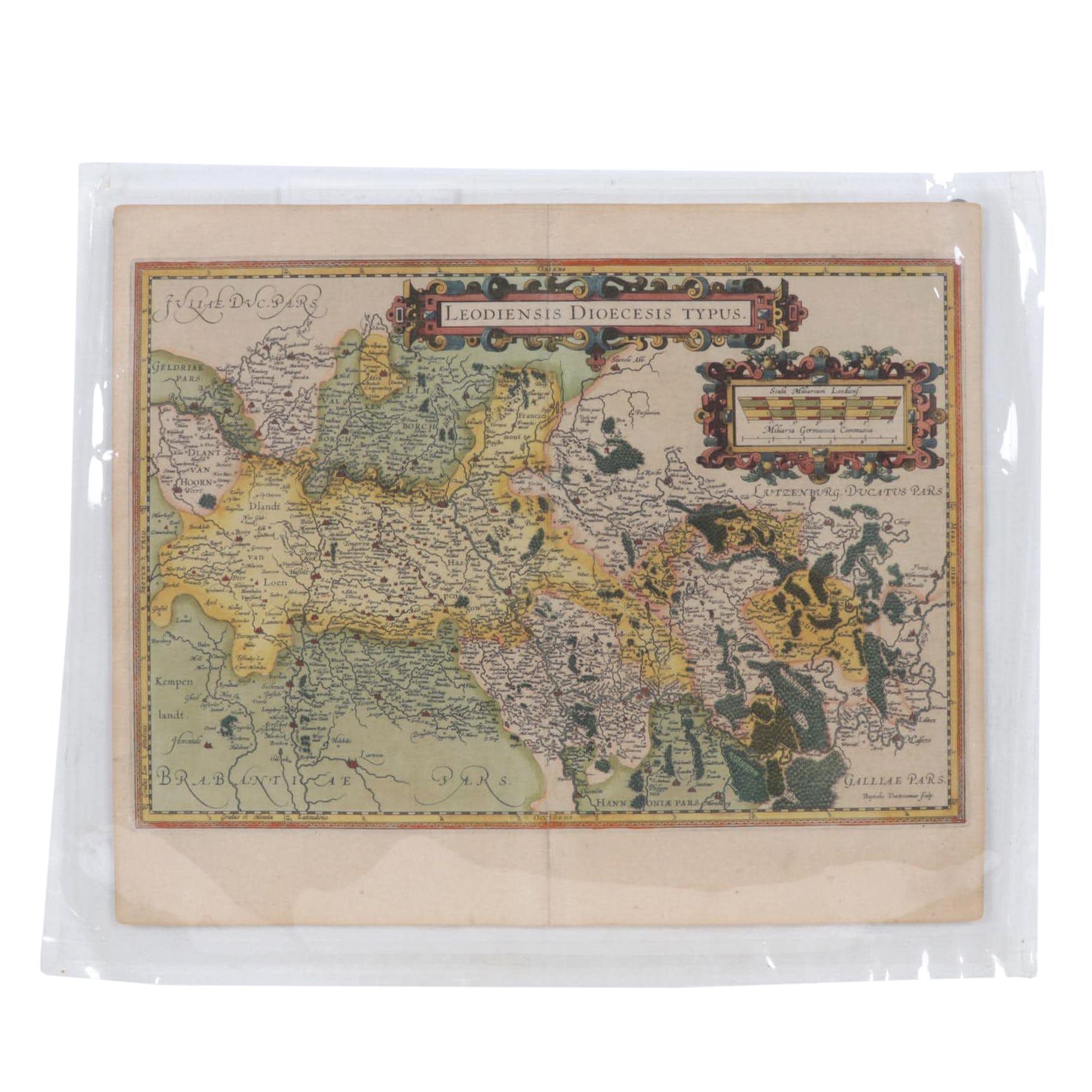 Mercator-Hondius Engraved Map "Leodiensis Dioecesis Typus", 17th ...