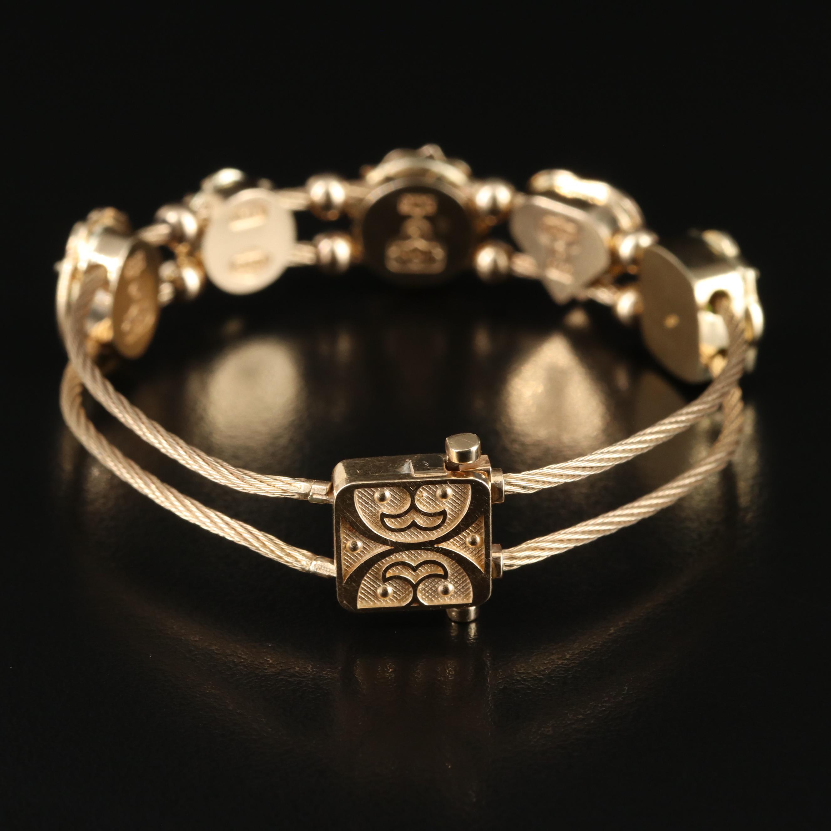 Richard Glatter 14K Slide Charm Bracelet Including Seed Pearl and ...