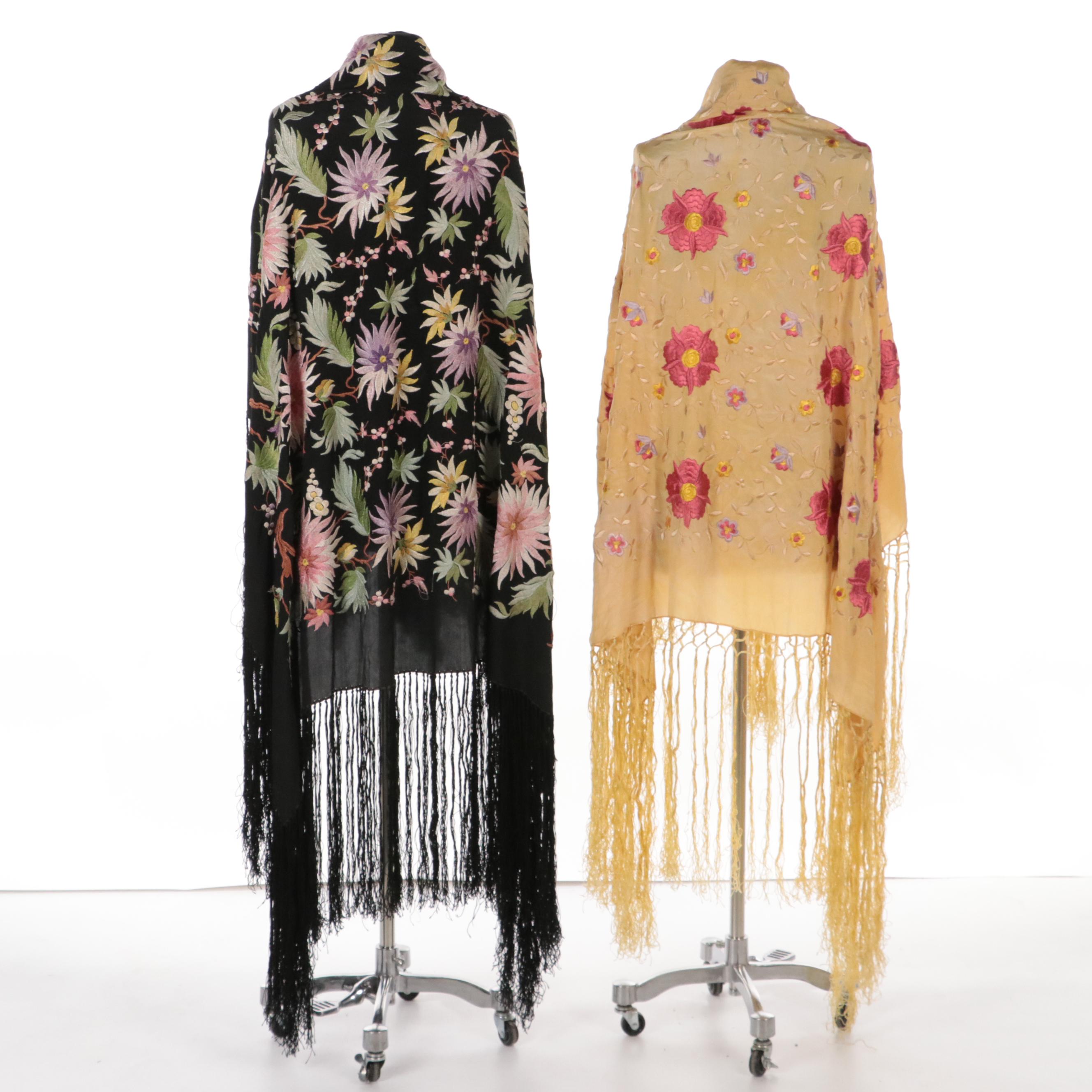 Embroidered Piano Shawls with Hand-Knotted and Macramé Fringe | EBTH