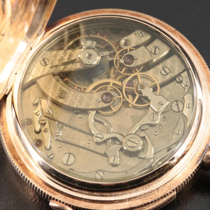 14K Paul Sandoz Locle Quarter Repeater and Seconds Chronograph Pocket ... 14K Paul Sandoz Locle Quarter Repeater and Seconds Chronograph Pocket ...