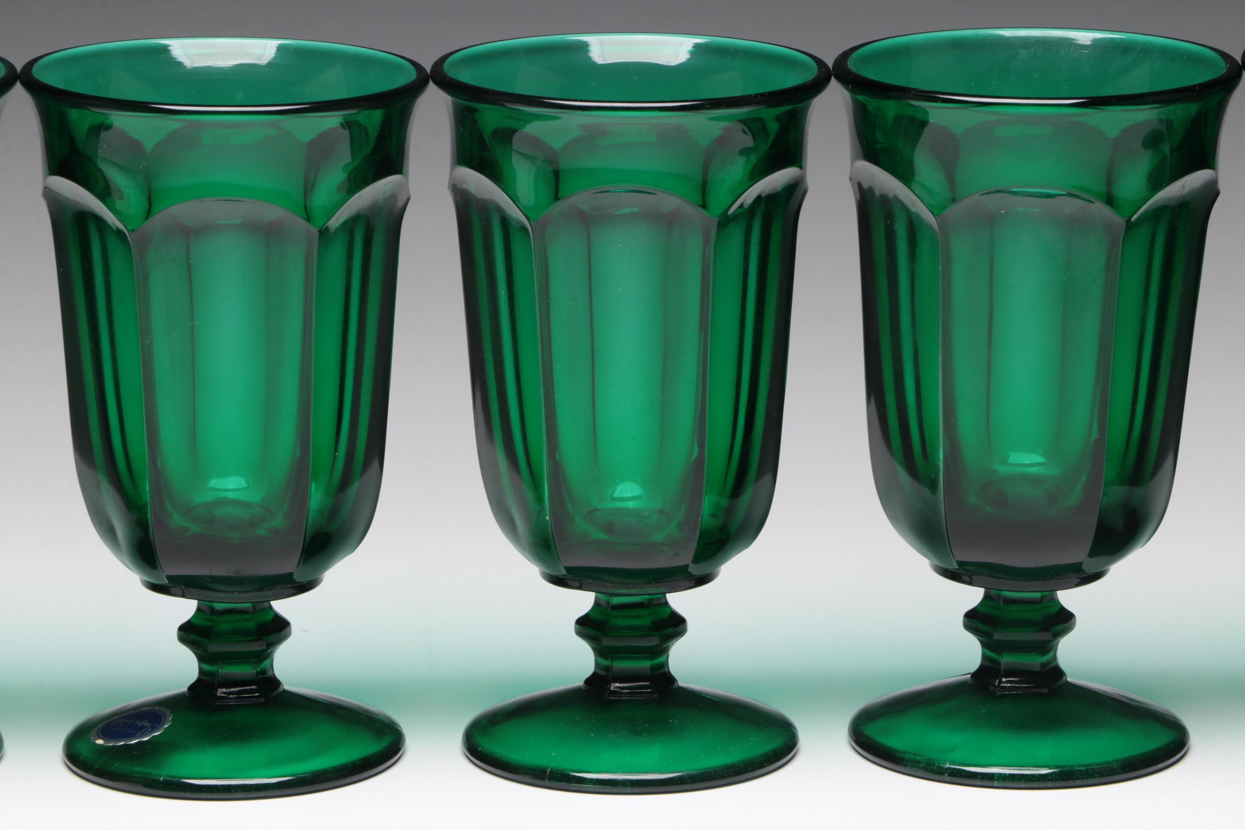 Imperial Glass Co. "Old Williamsburg Emerald Green" Iced Tea Glasses | EBTH