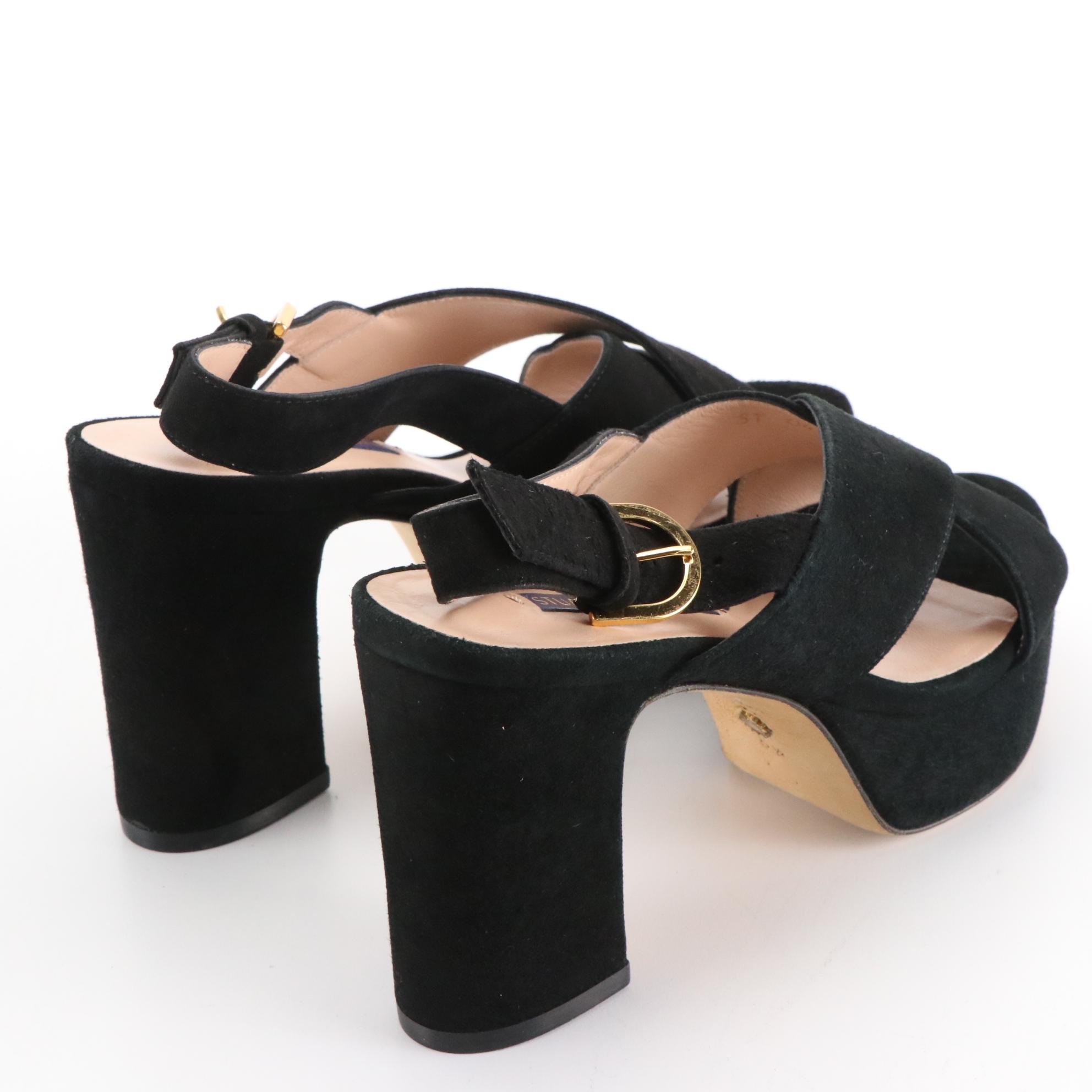 Stuart Weitzman Slide and Platform Sandals in Suede with Boxes | EBTH