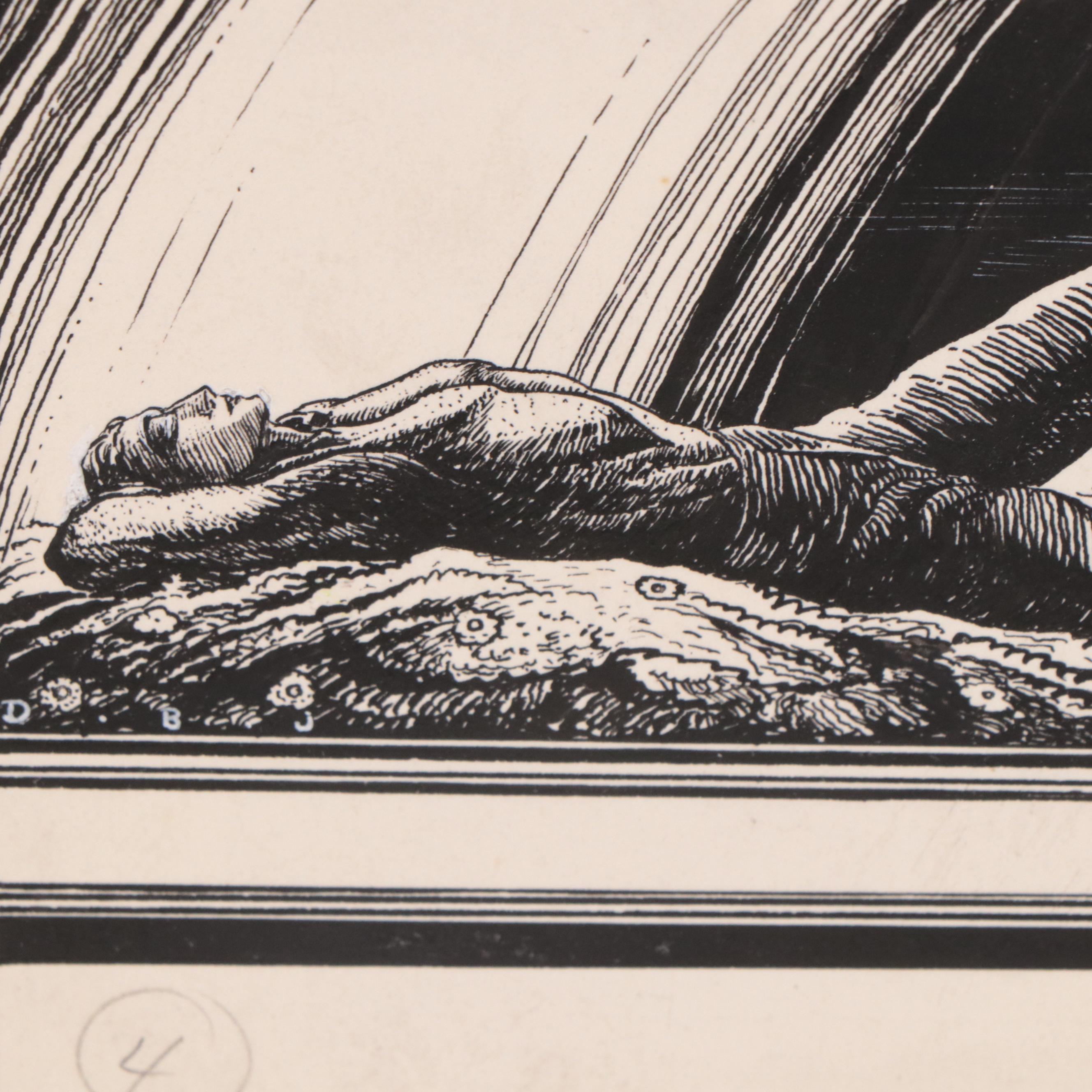Dan Burne Jones Lithograph of Reclining Figure | EBTH